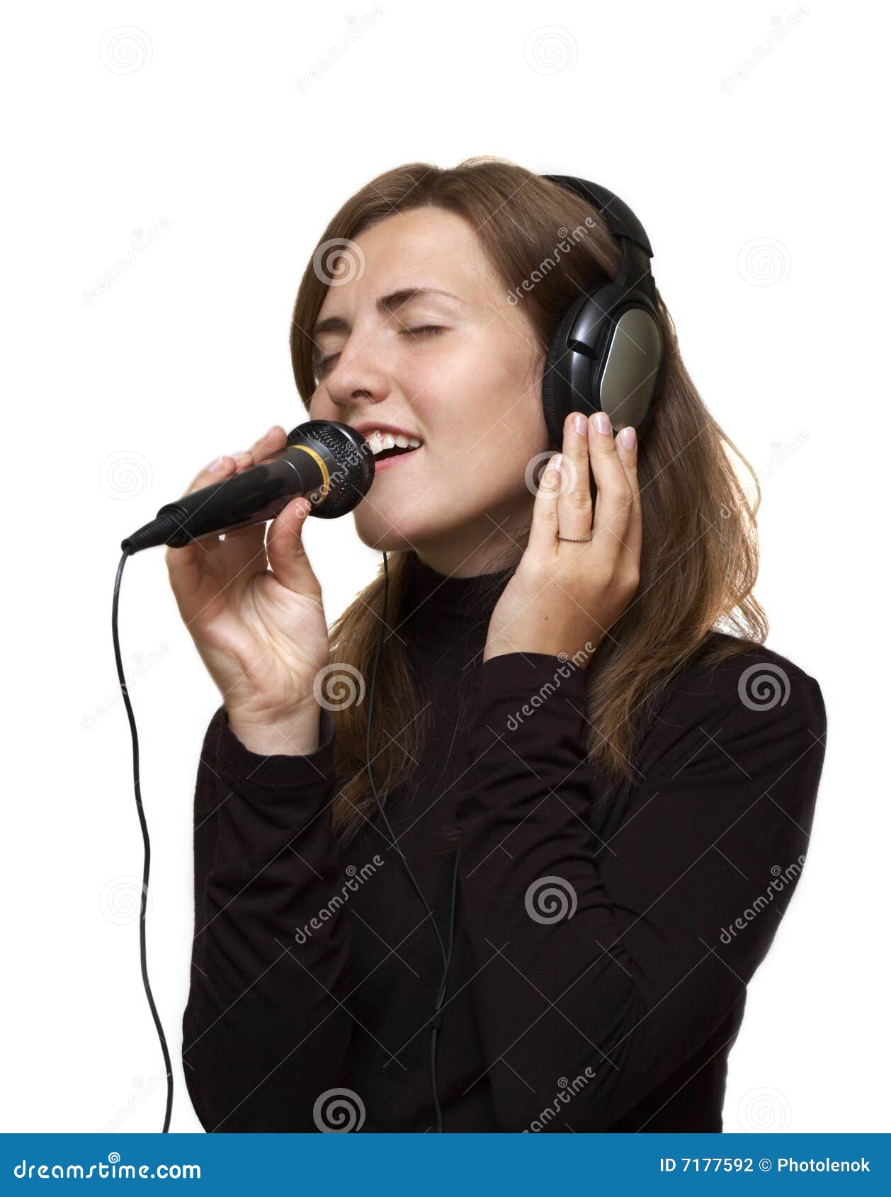 Young Man Singing And Listening To Music With Musical Notes Royalty ...