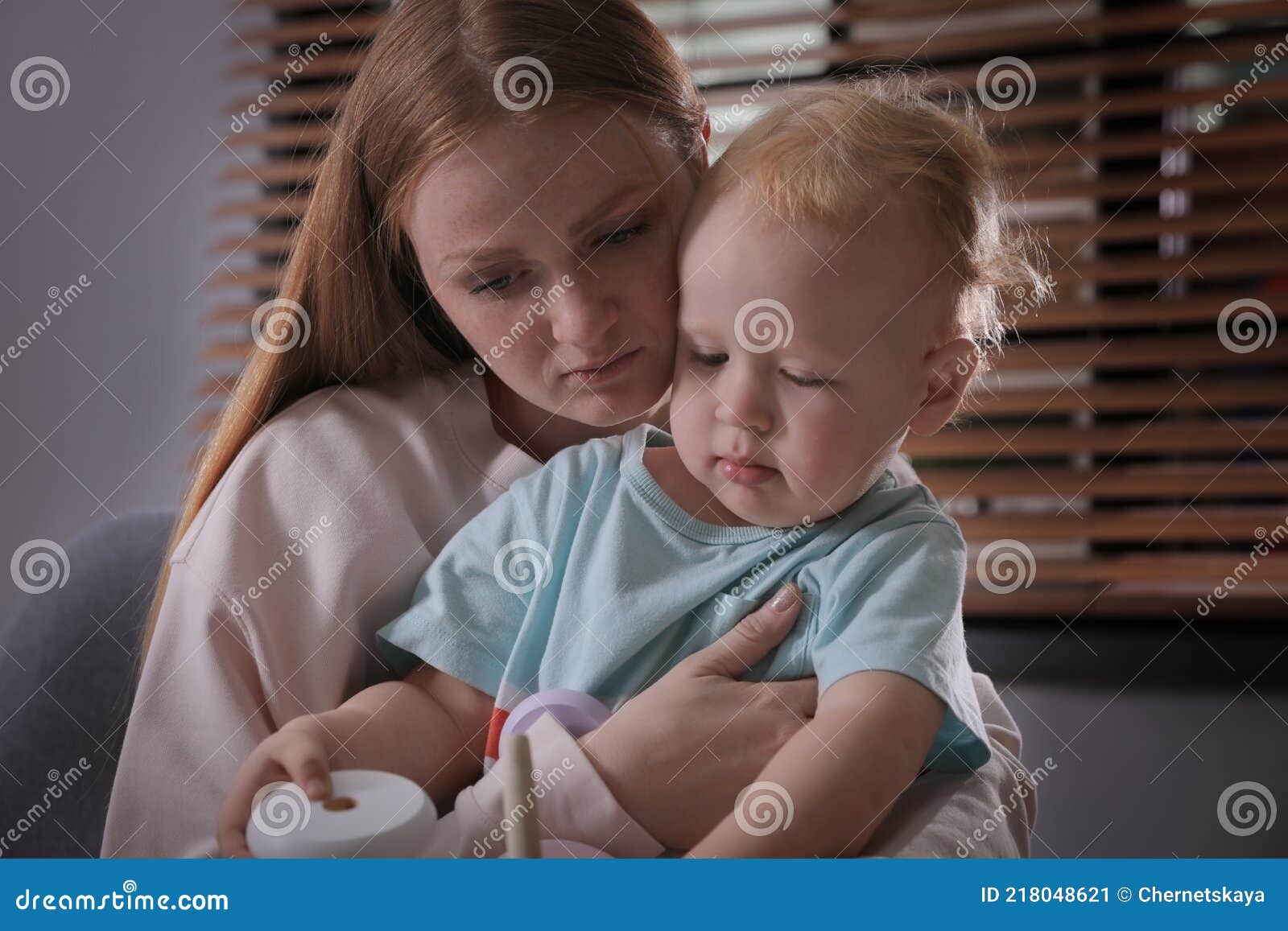 Young Single Mother with Her Child at Home Stock Image - Image of ...