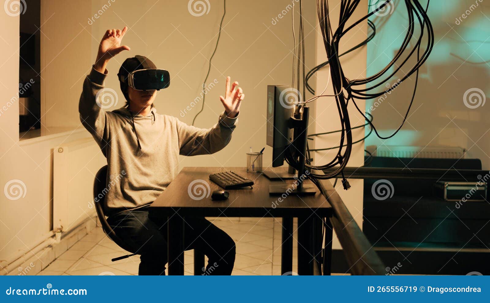 Young Skilled Thief Working with Vr Glasses To Hack Firewall Encryption ...