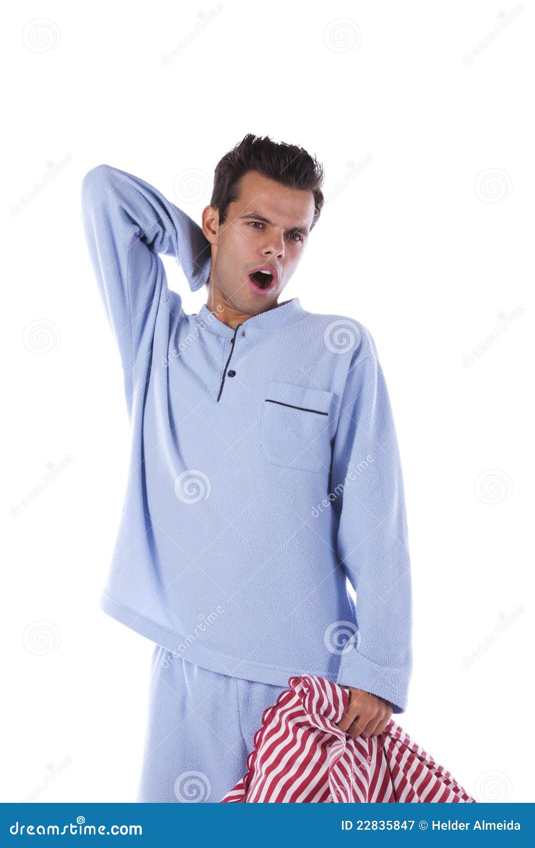 Young Sleepy Man with a Pillow Stock Image - Image of male, mouth: 22835847