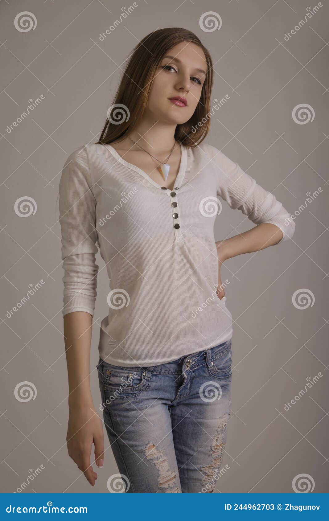 Slender woman in pants stock image. Image of isolated - 244962703