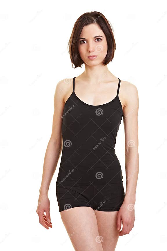 Young slim model in black stock photo. Image of dancer - 19426586