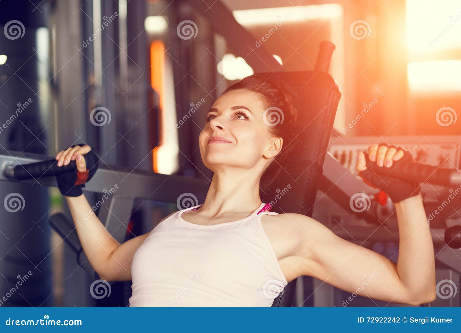 Young Slim Woman Doing Chest Fly Exercise in Gym Stock Photo - Image of ...
