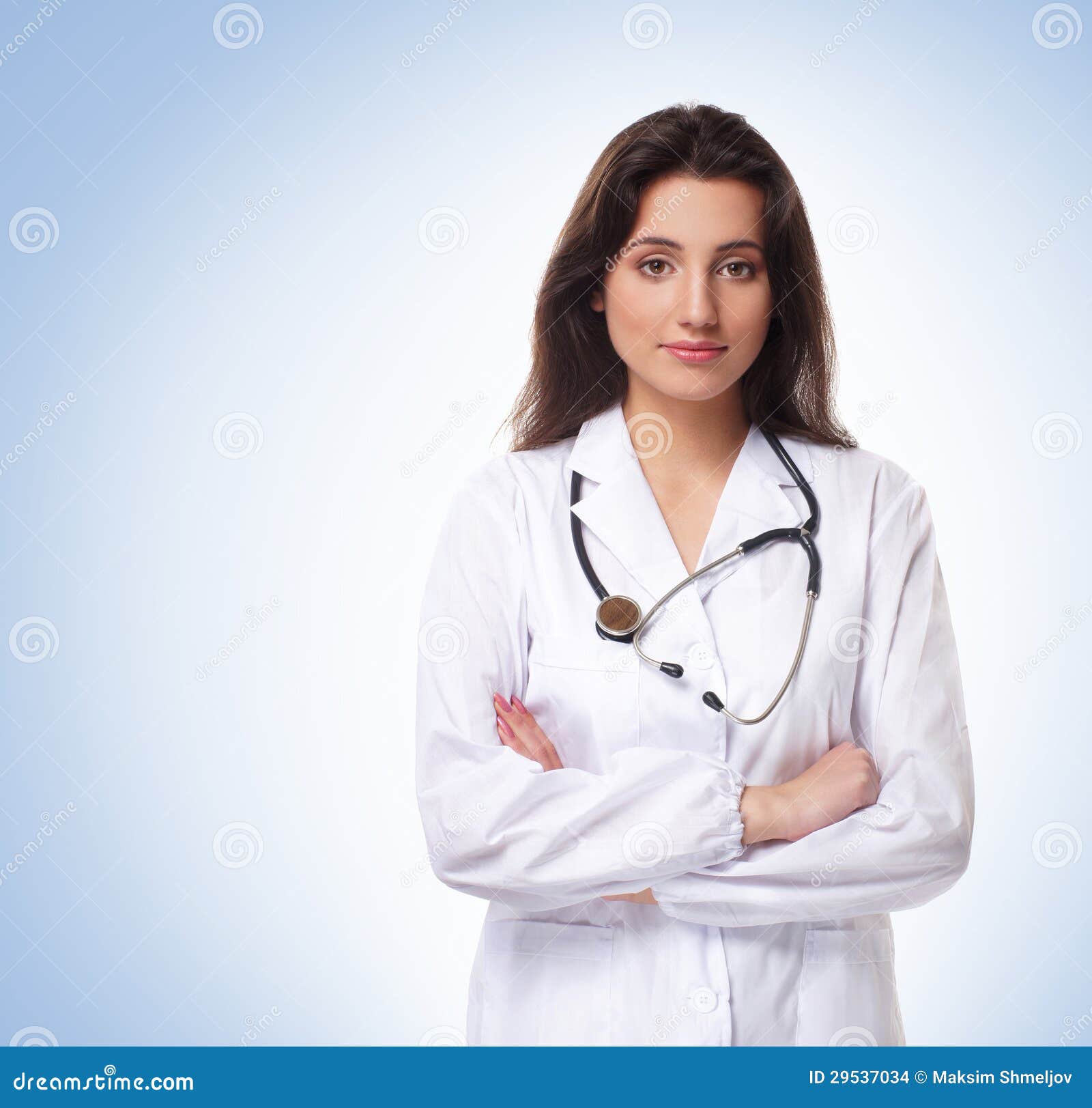 A Young and Smart Brunette Female Doctor Stock Photo - Image of ...