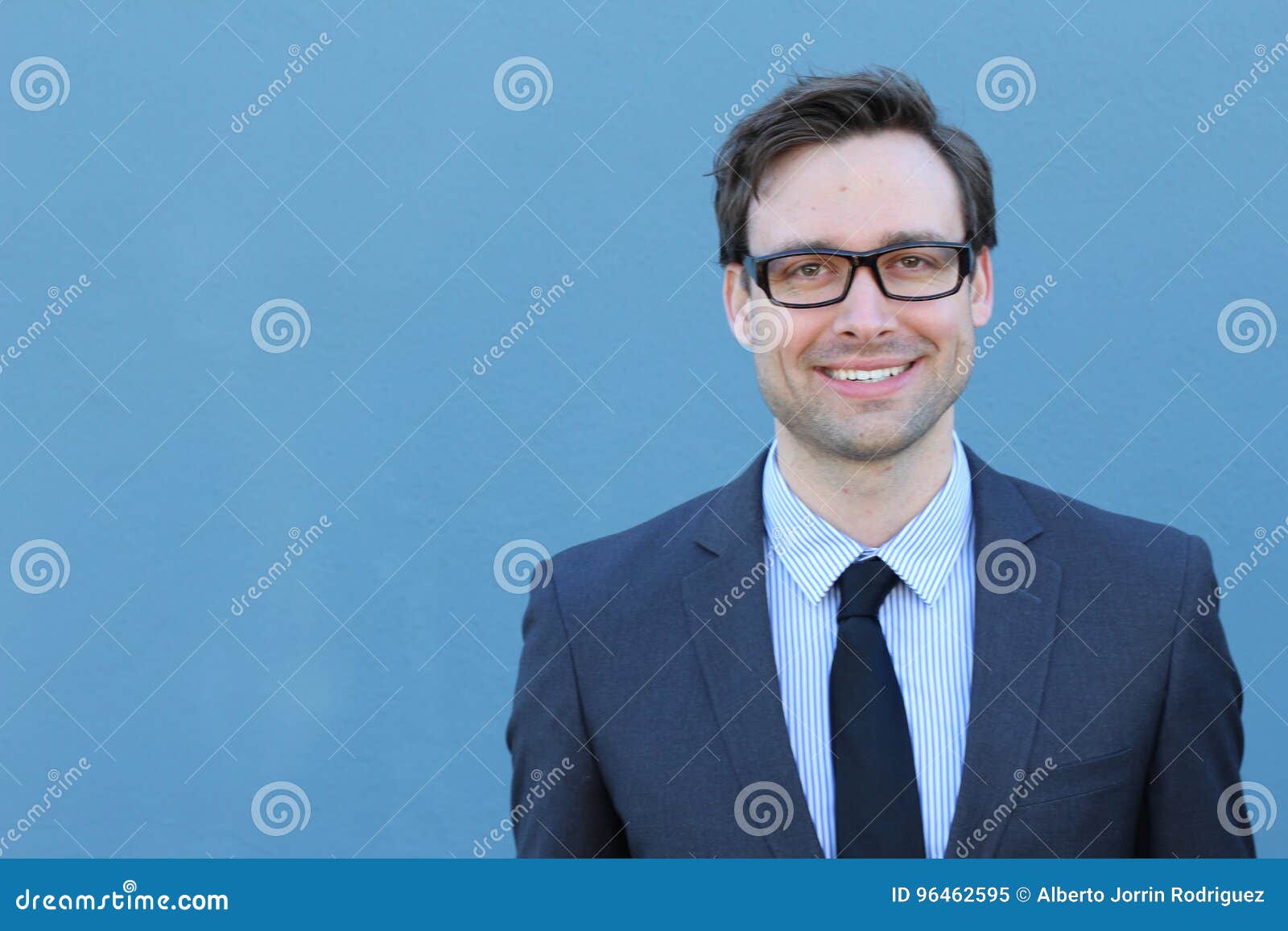 Young Smart Male with Glasses Smiling with Copy Space Stock Image ...