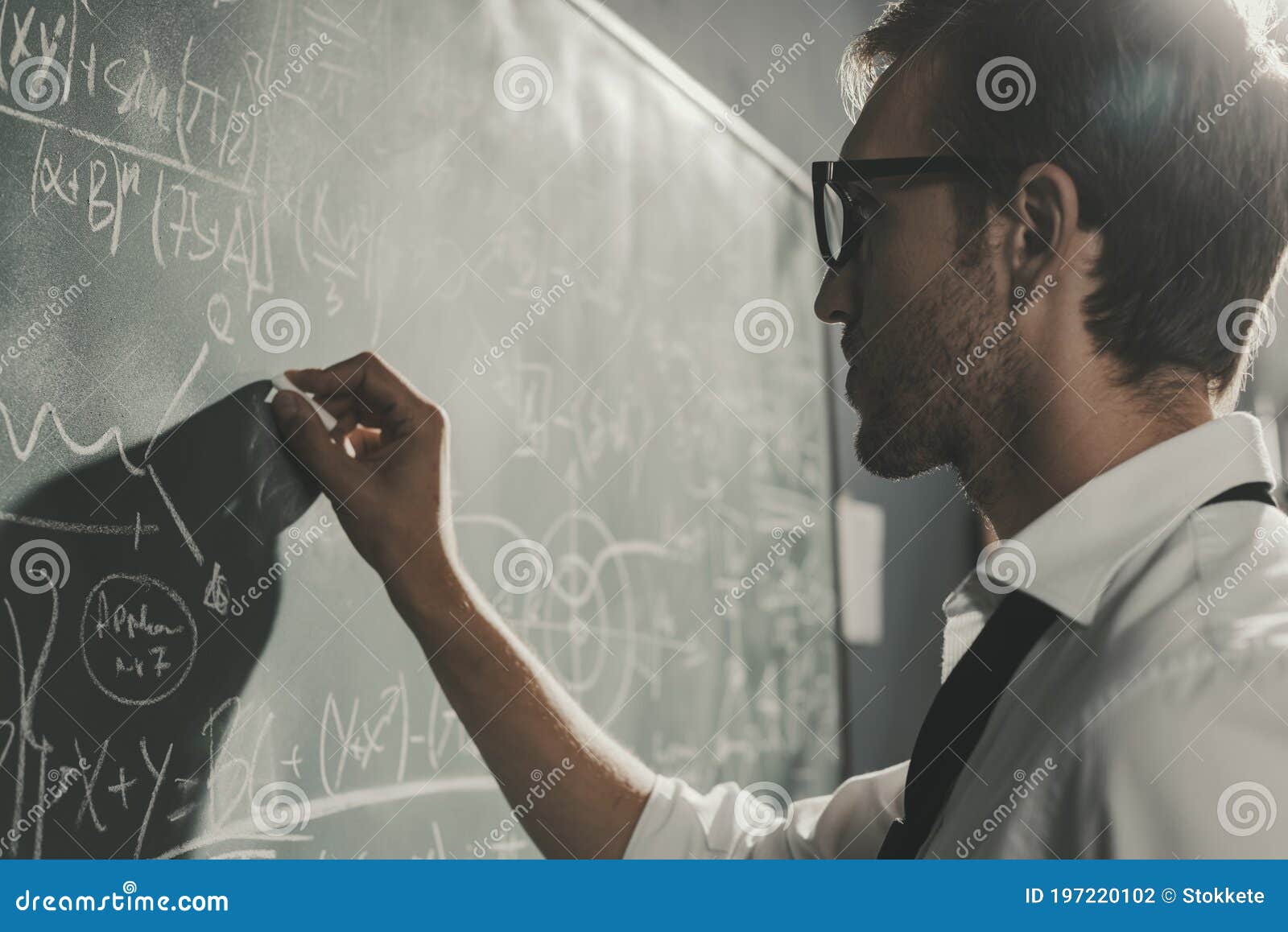 Young Smart Mathematician Drawing on the Chalkboard Stock Photo - Image ...