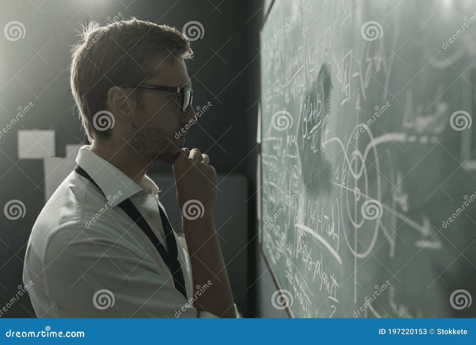 Young Smart Mathematician Drawing on the Chalkboard Stock Image - Image ...