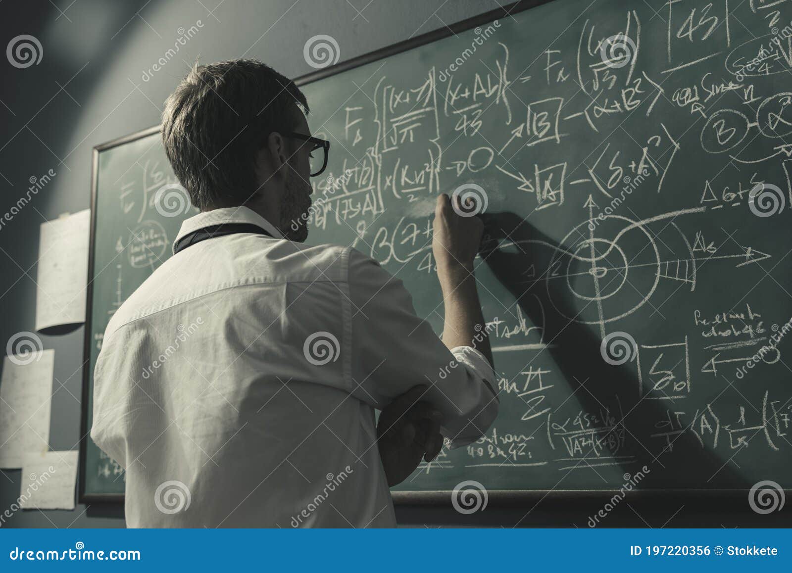 Young Smart Mathematician Drawing on the Chalkboard Stock Photo - Image ...