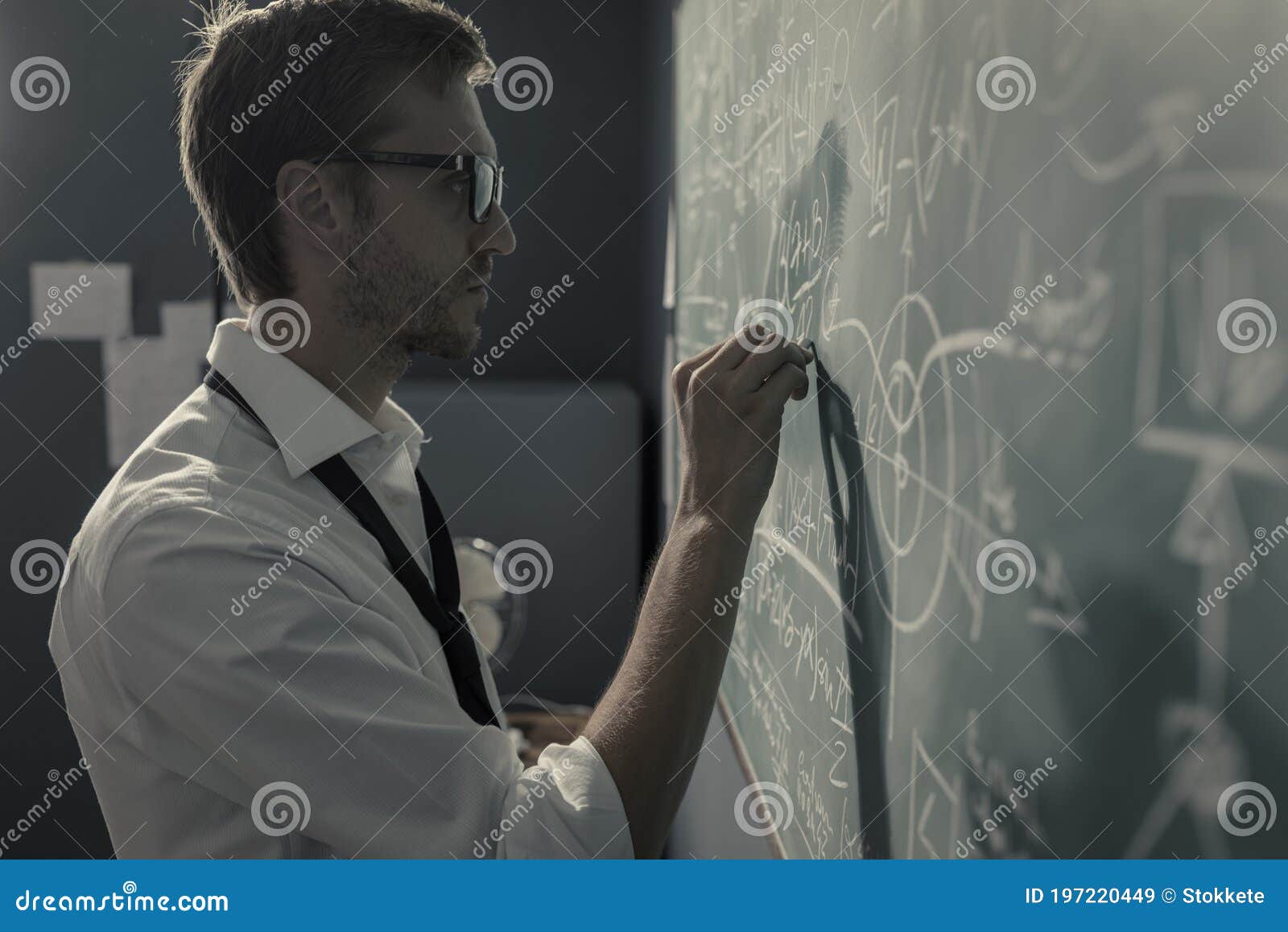 Young Smart Mathematician Drawing on the Chalkboard Stock Image - Image ...