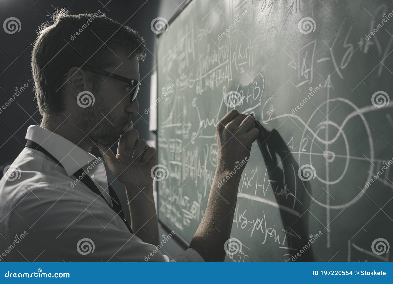 Young Smart Mathematician Drawing on the Chalkboard Stock Photo - Image ...