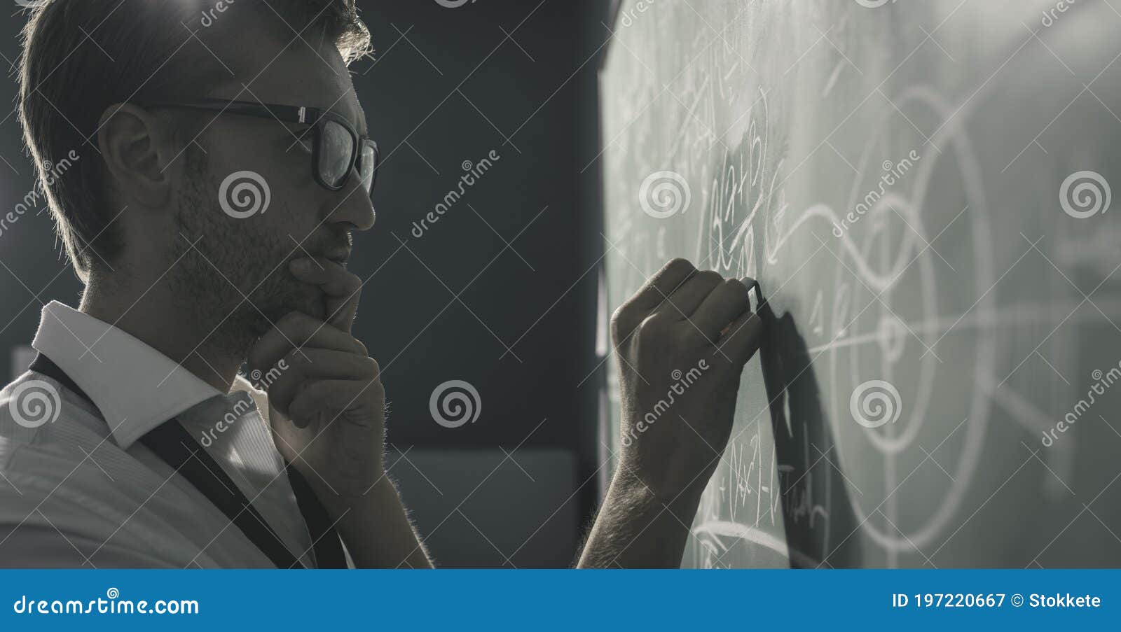 Young Smart Mathematician Drawing on the Chalkboard Stock Image - Image ...