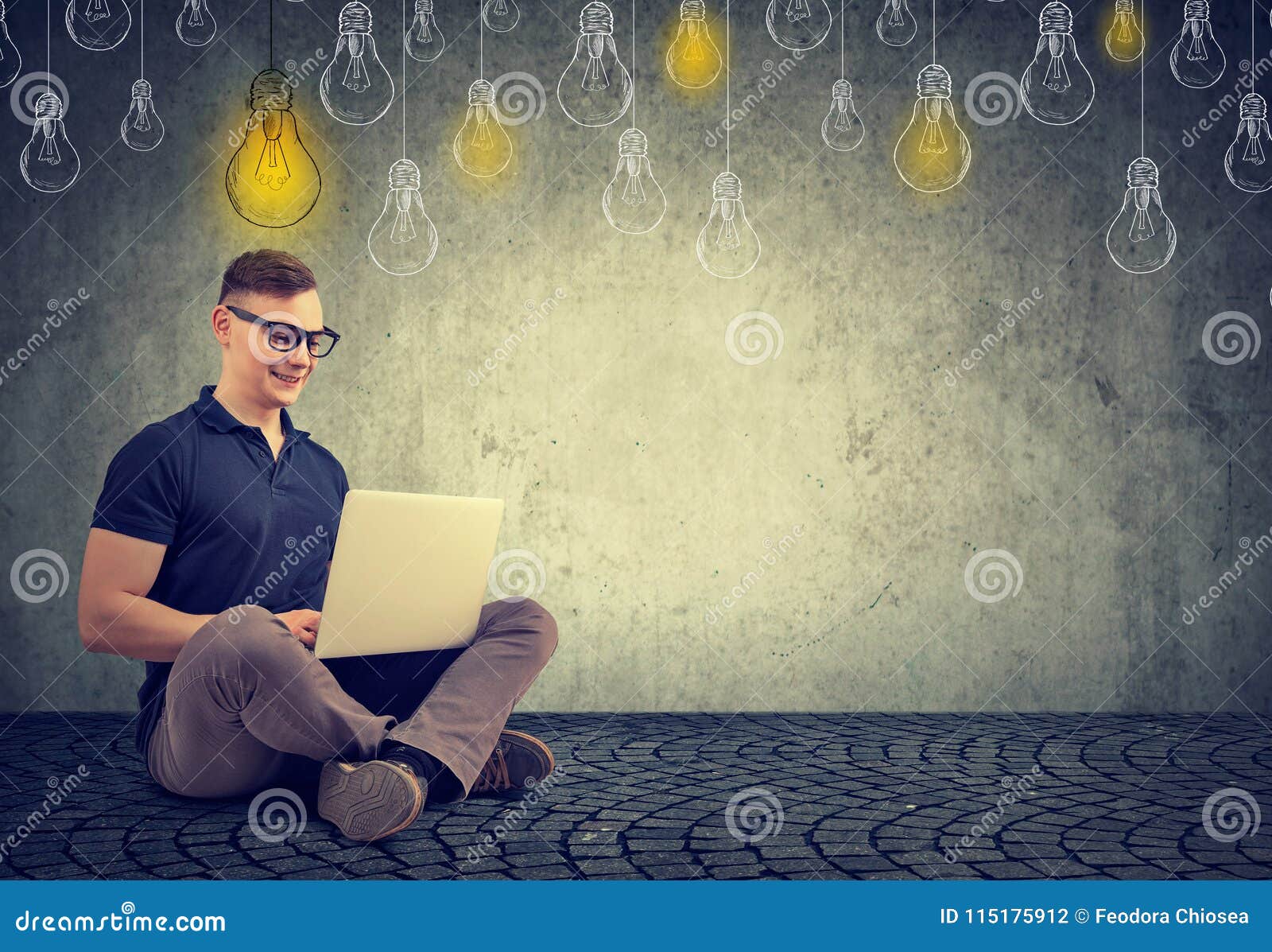 Intelligent Young Man with Laptop Stock Photo - Image of concept ...