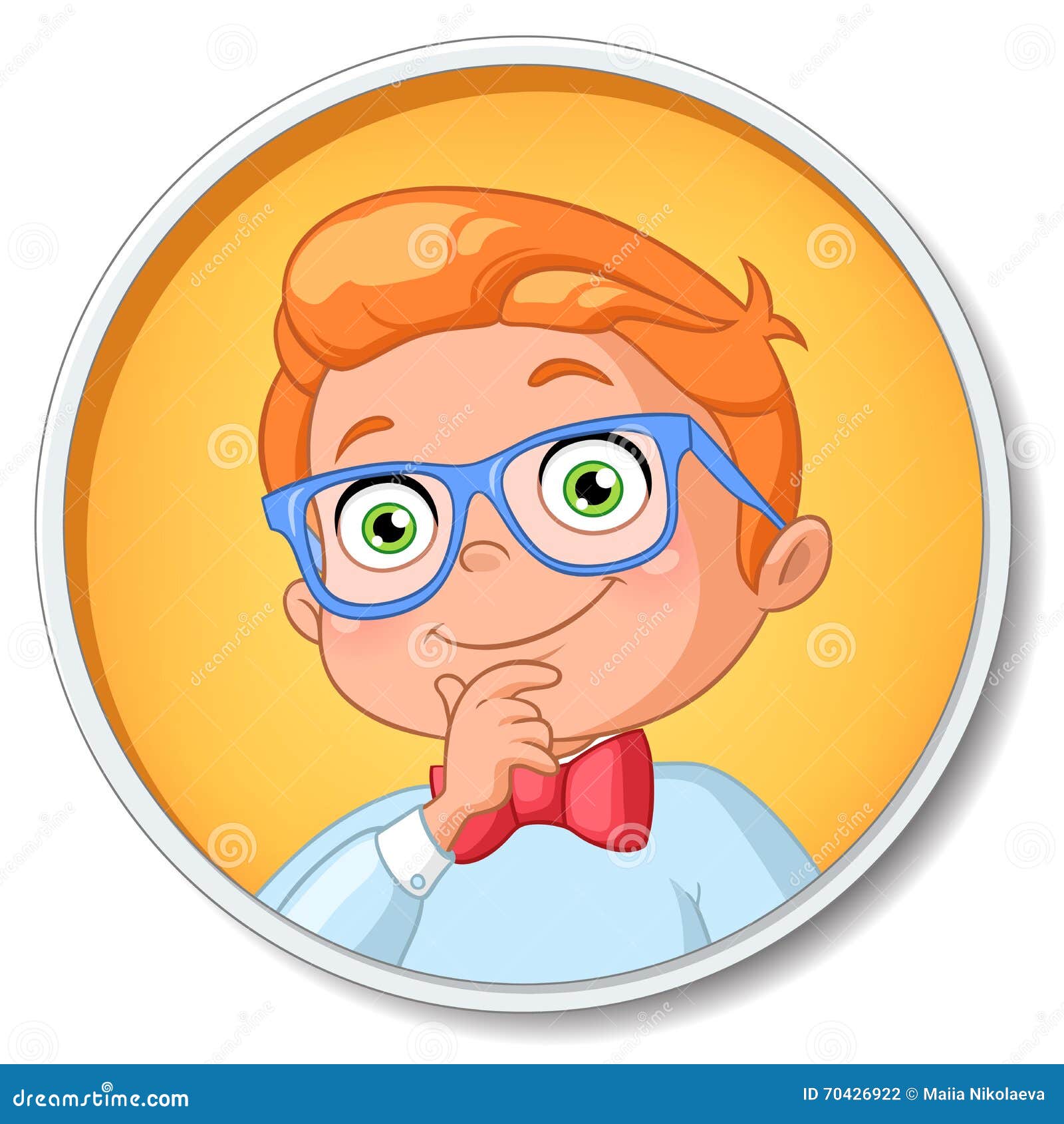 Young Smart Student Boy in Glasses Thinking. Vector Illustration Stock ...