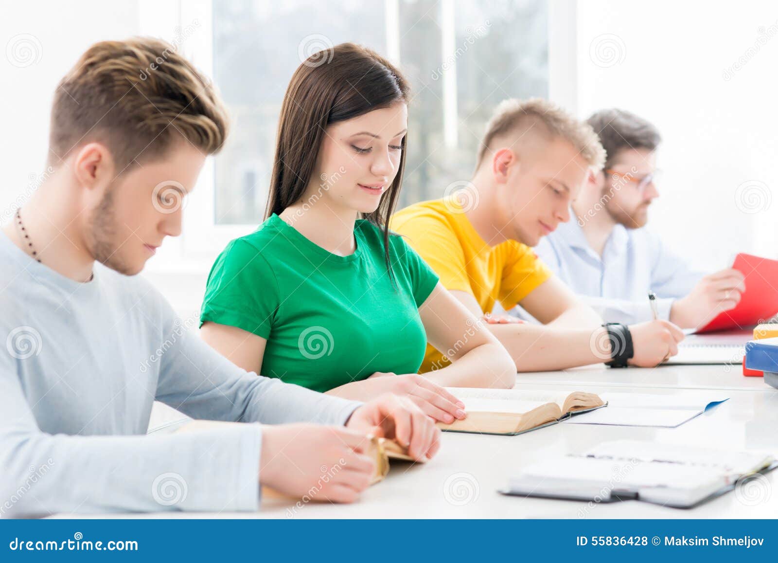 Young and Smart Students Learning in a Classroom Stock Photo - Image of ...