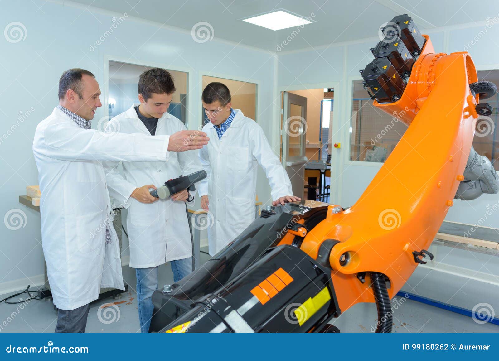 Young Smart Students Portrait in Robotic Lab Stock Photo - Image of ...