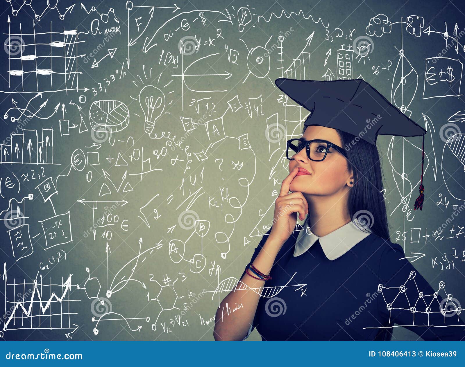 Diligent Student Thinking on Studies Stock Image - Image of female ...