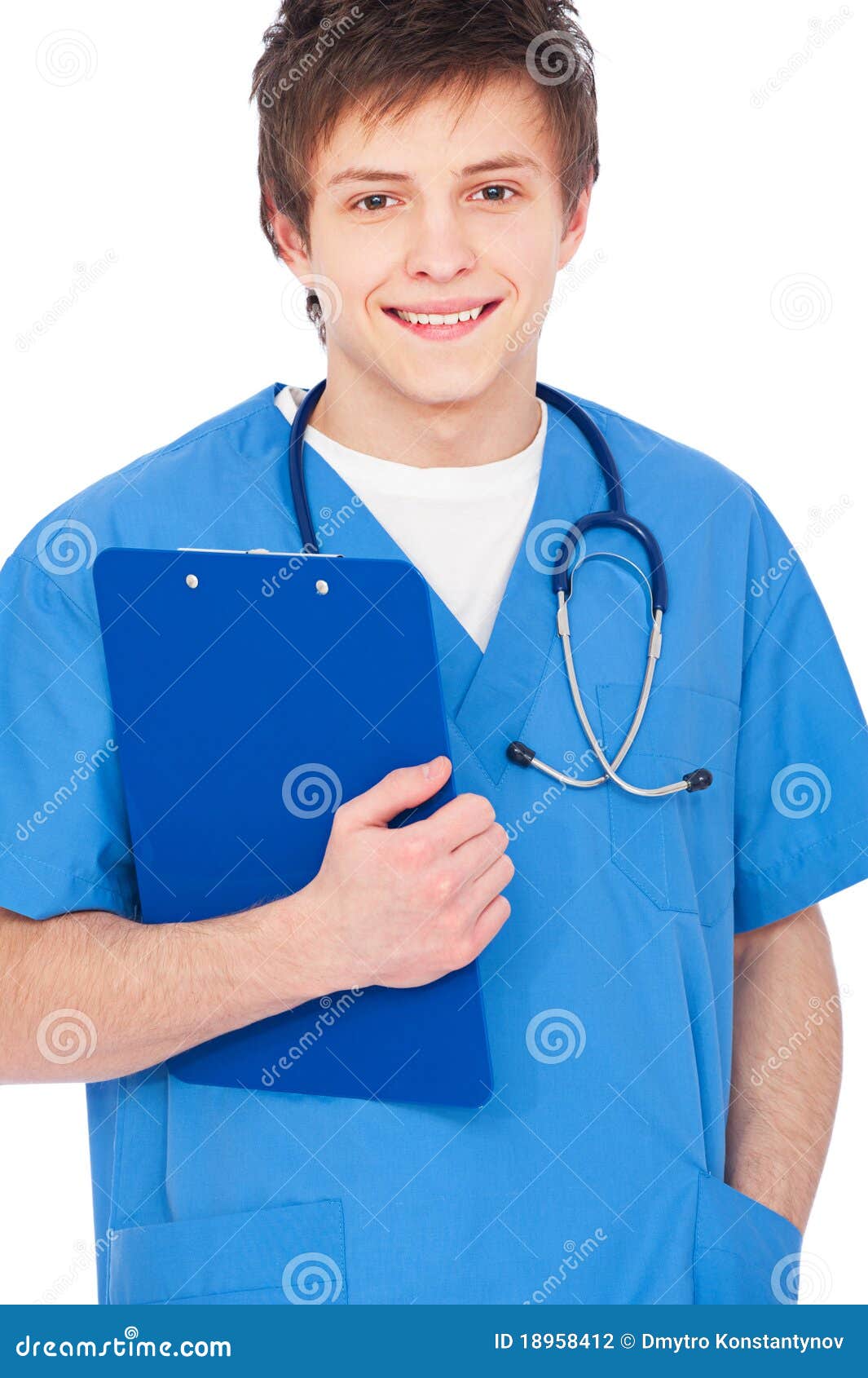 Young smiley nurse boy stock photo. Image of occupation - 18958412