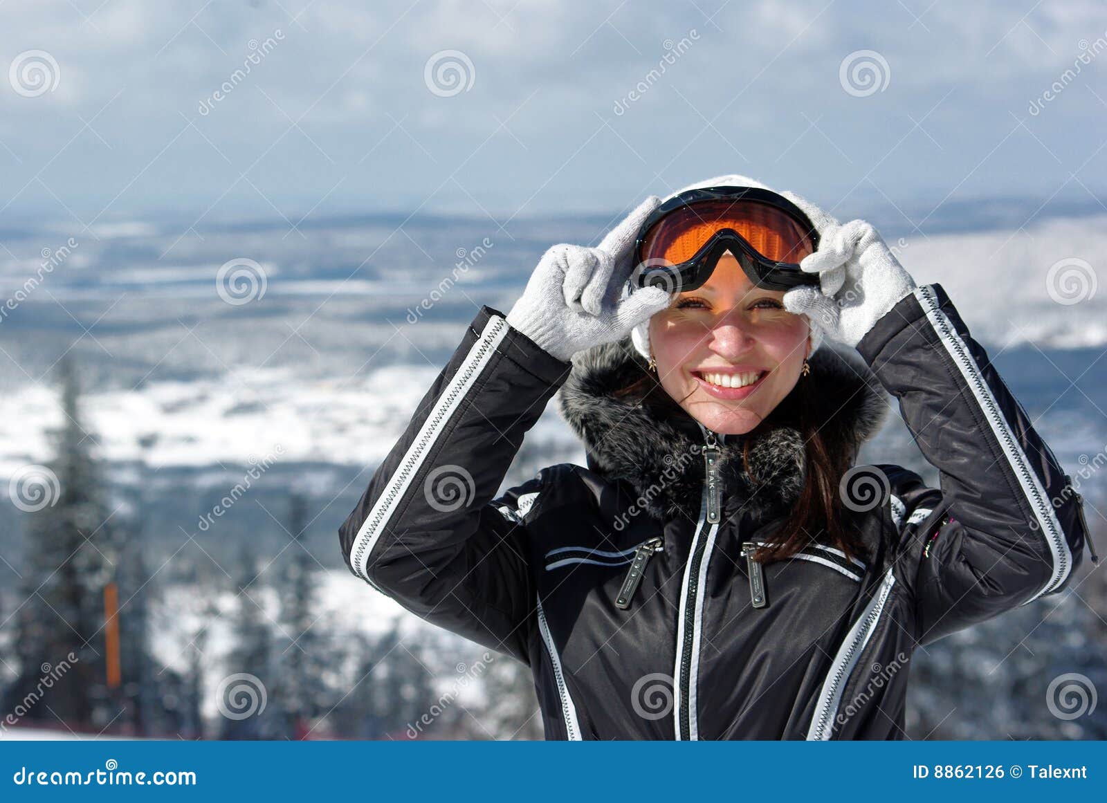 Young smiley woman skier stock photo. Image of happy, cool - 8862126