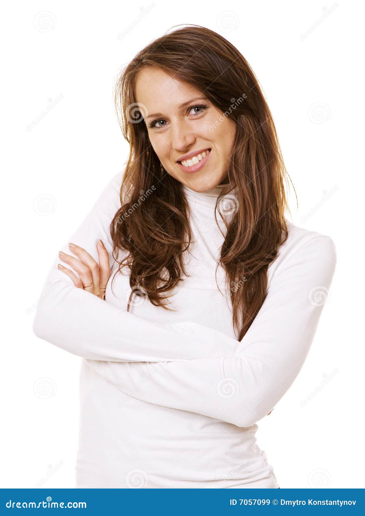 Young Smiley Woman in White Stock Image - Image of cheerful, cute: 7057099