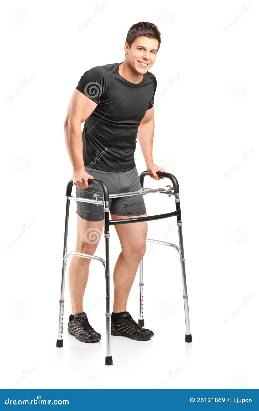 Young Smiling Athlete Using a Walker Stock Image - Image of ...