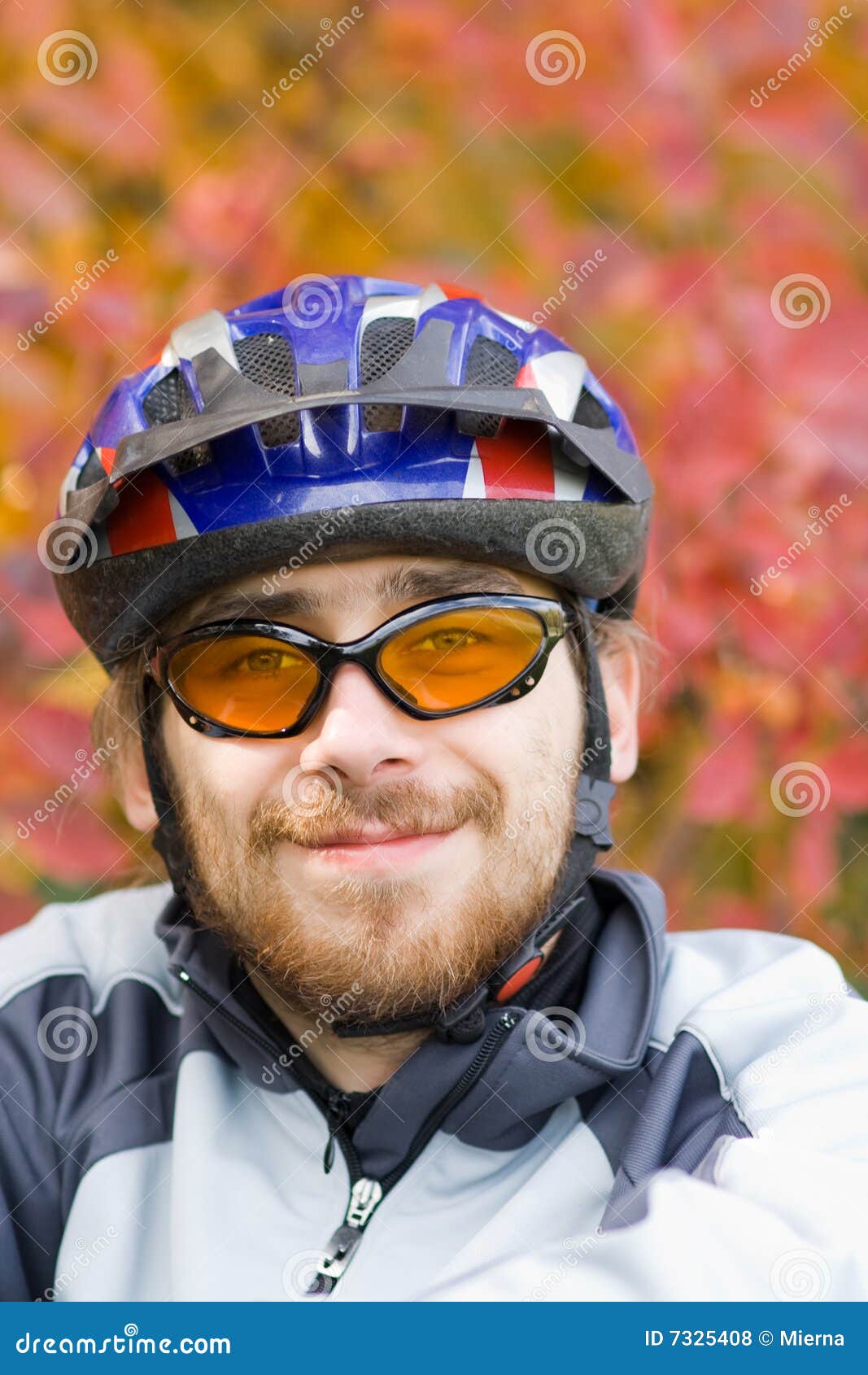 Young Smiling Bicycler On The Background Of Autumn Stock Photo - Image ...