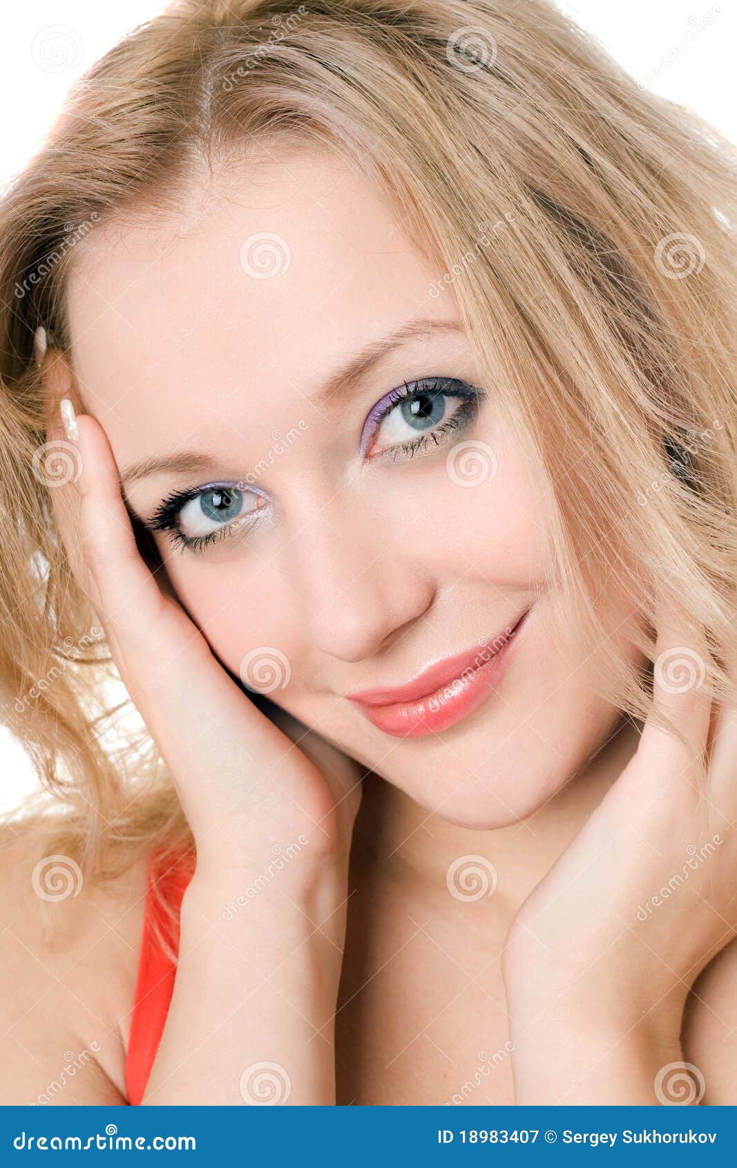 Young smiling blond woman stock image. Image of makeup - 18983407
