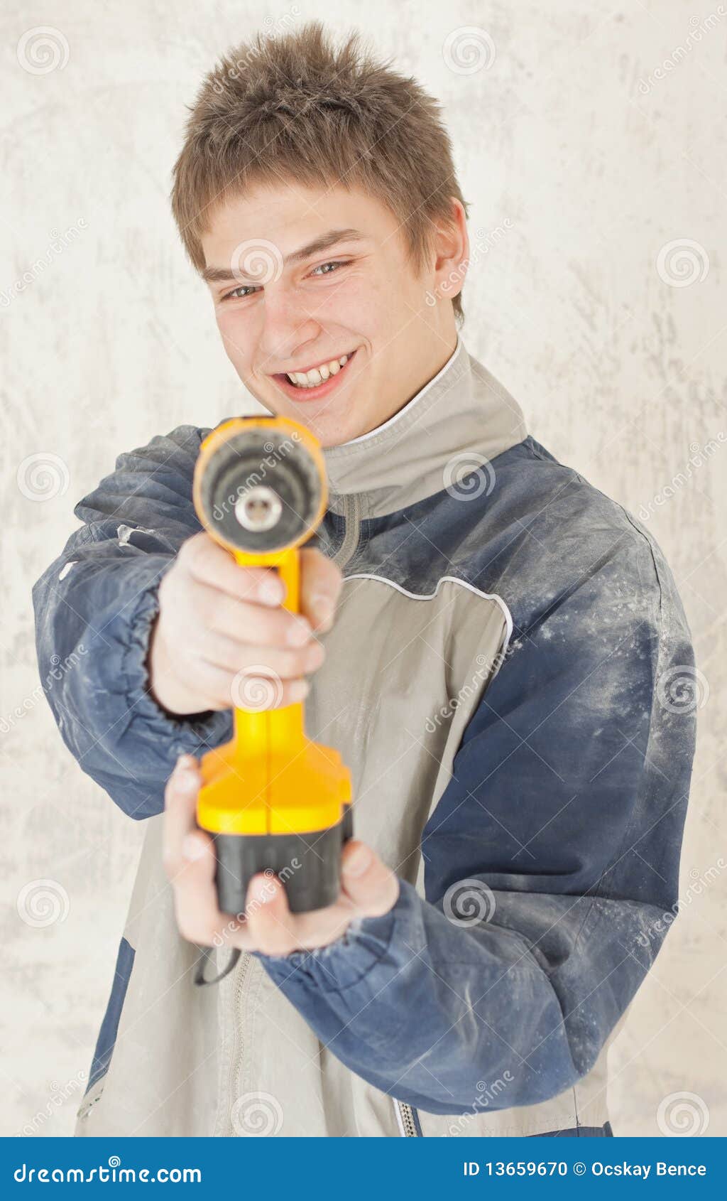 Young Smiling Builder in the Construction Stock Photo - Image of ...