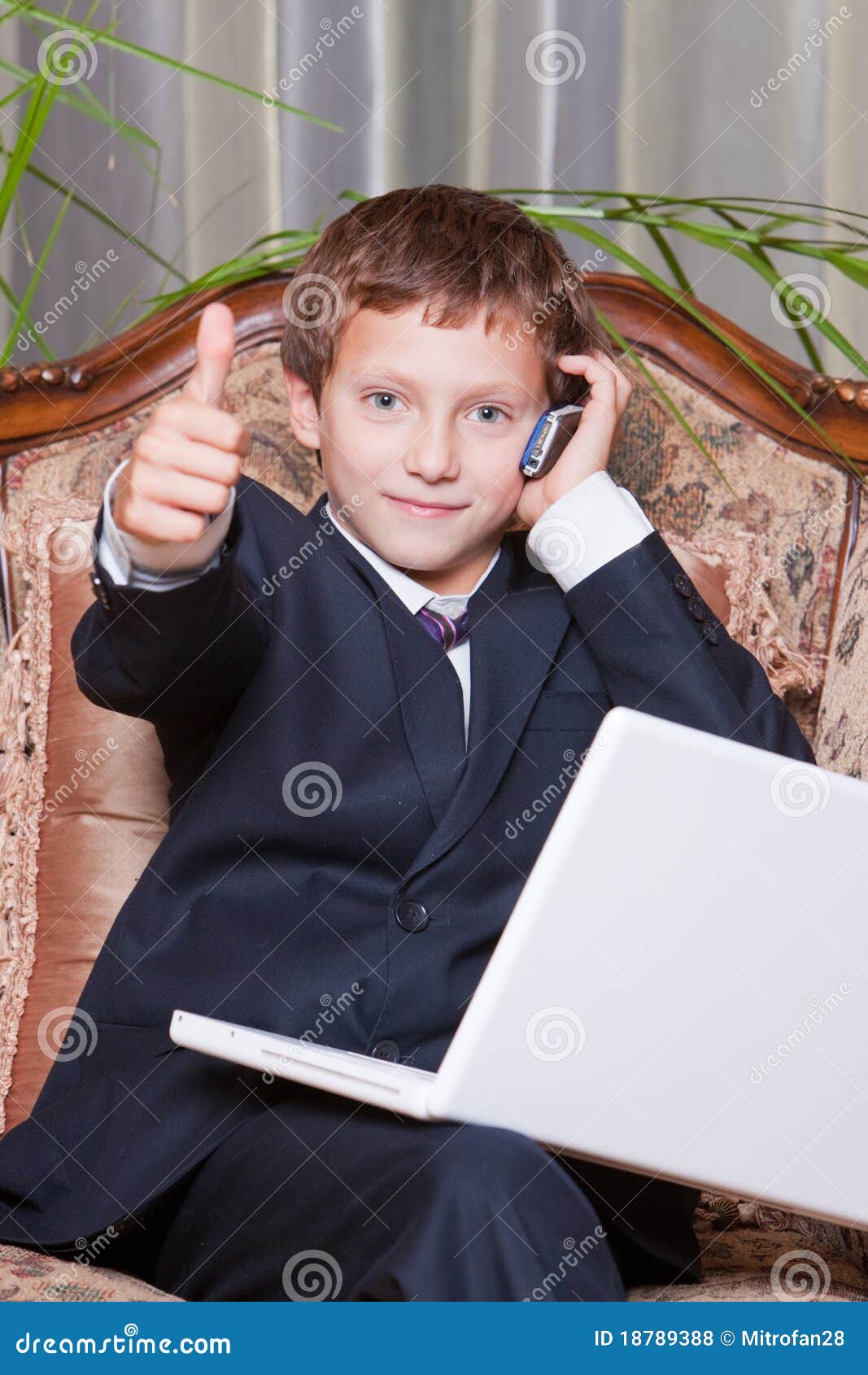 Young Smiling Businessman with Computer Showing Ok Stock Photo - Image ...