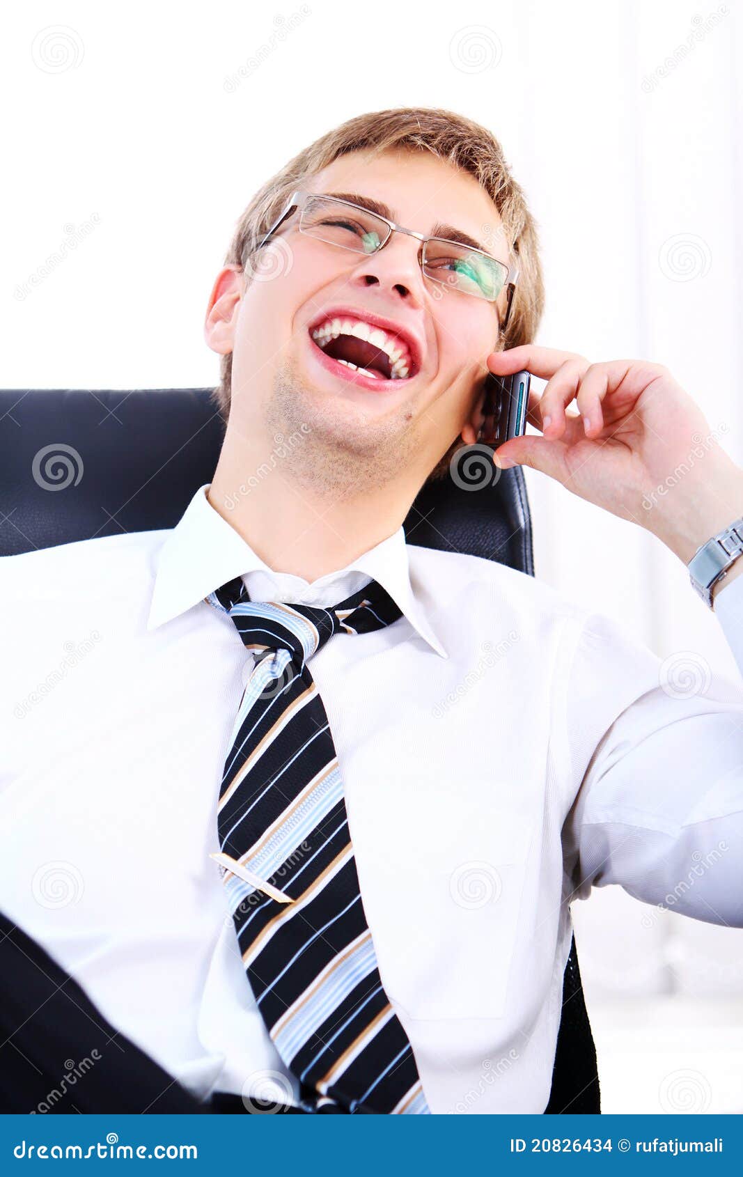 Young Smiling Businessman Using Cell Phone Stock Photo - Image of ...