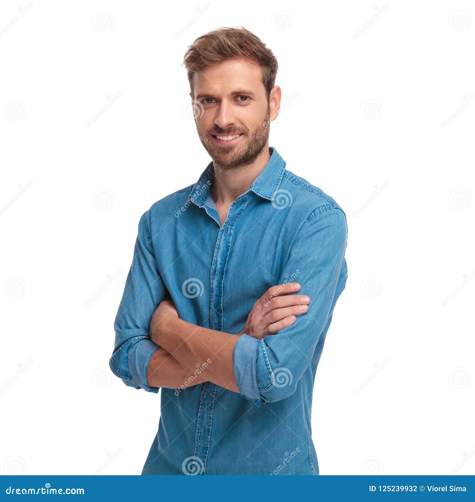 Young Smiling Casual Man Standing with Hands Crossed Stock Photo ... Young Smiling Casual Man Standing with Hands Crossed Stock Photo ...