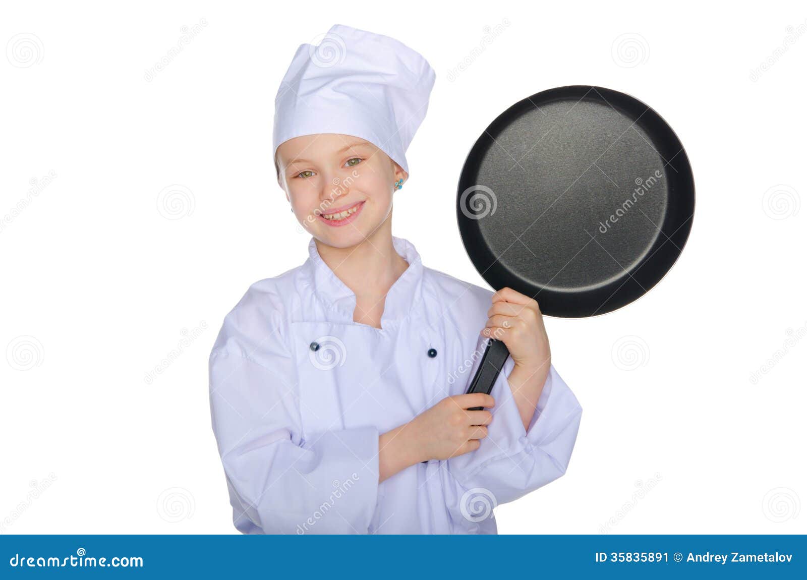 Young Smiling Cook with a Pan Stock Image - Image of isolated ...