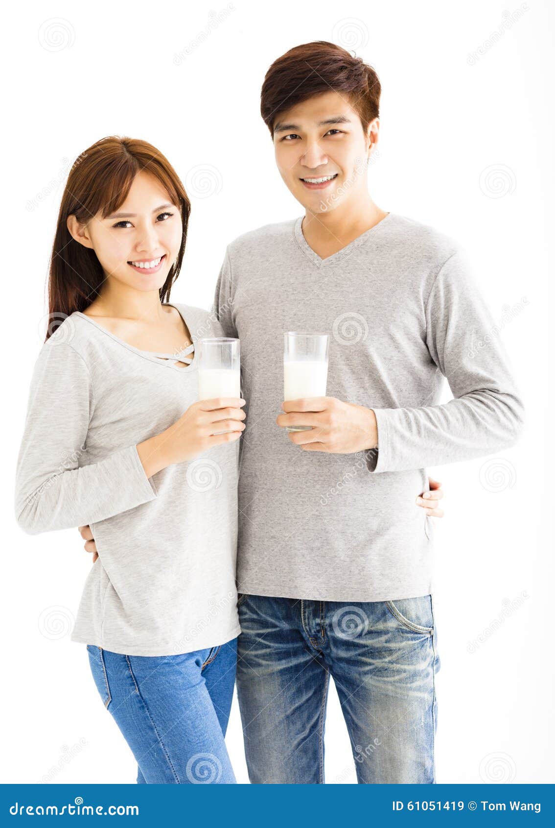Young Smiling Couple Drinking Milk Stock Image - Image of happy, health ...
