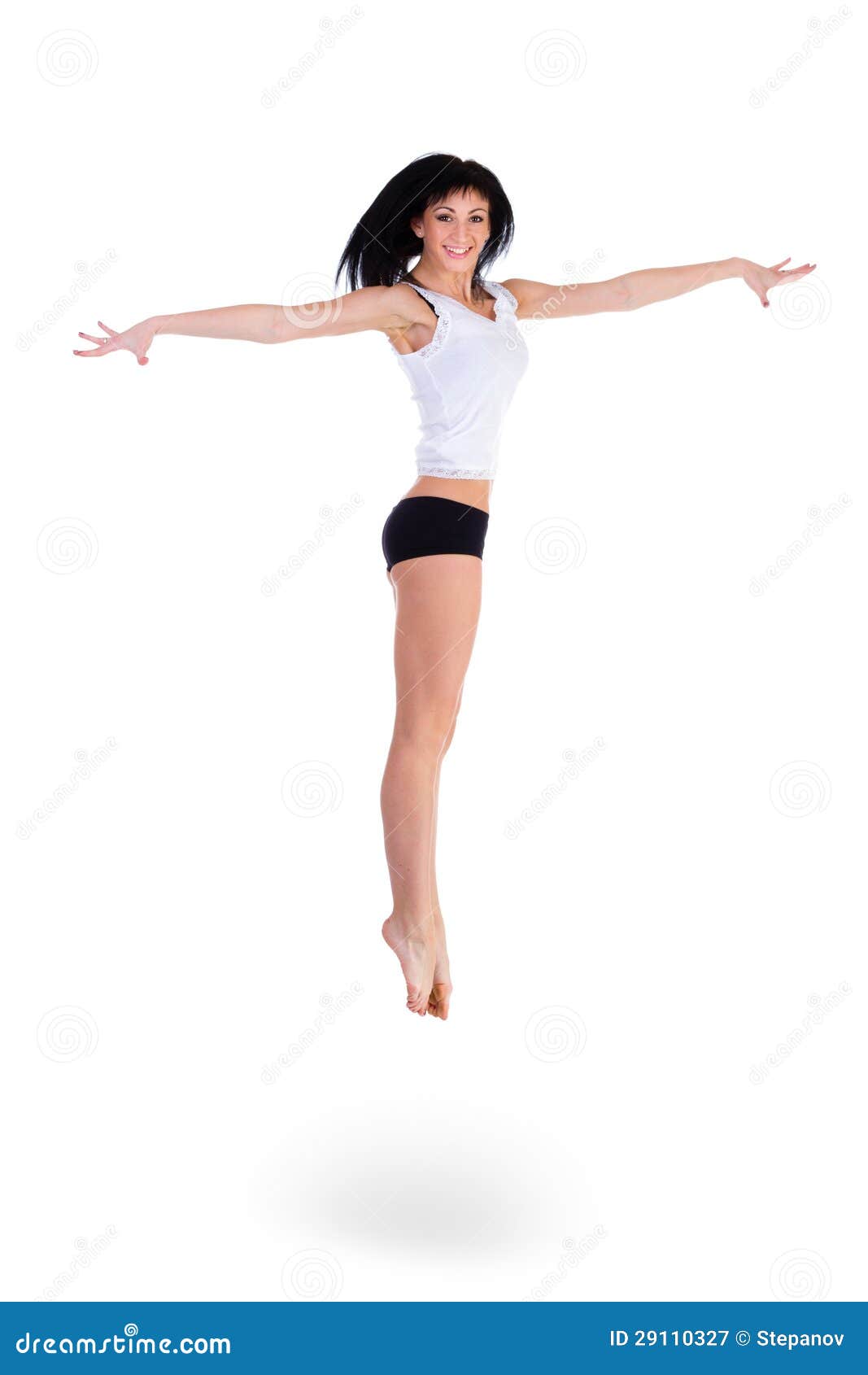 Young Smiling Dancer Woman Jumping Stock Image - Image of beautiful ...