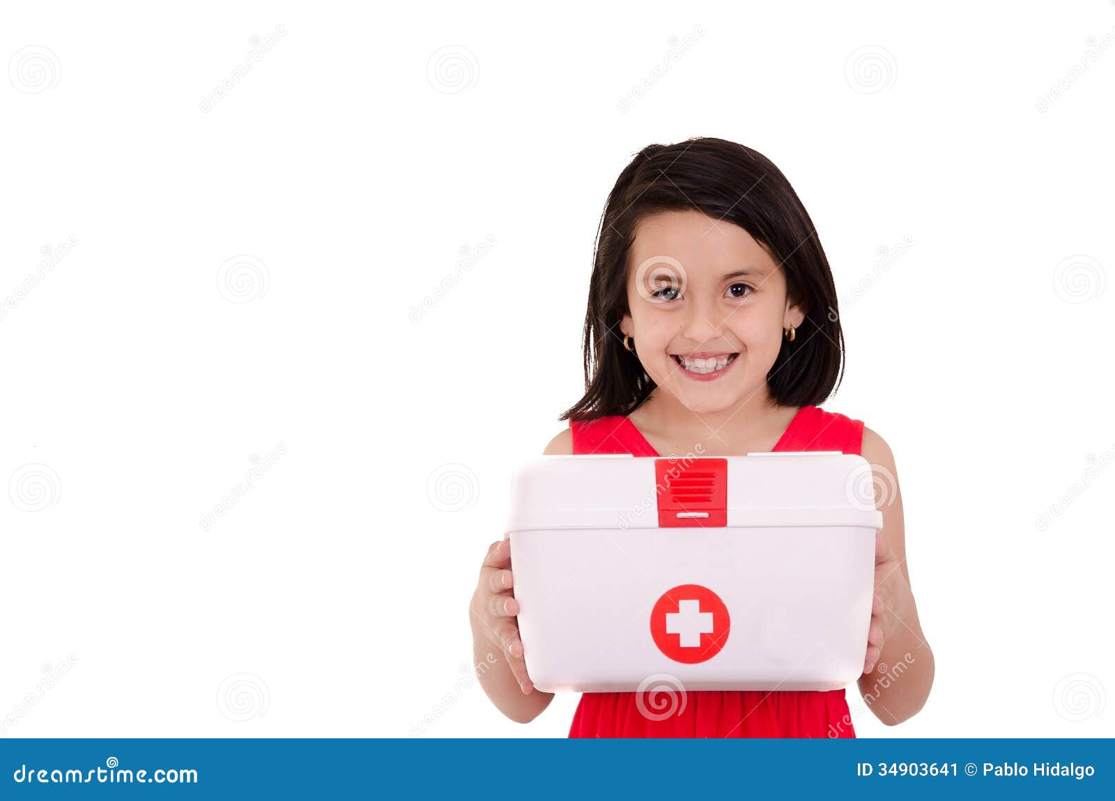 Young Smiling Female Carrying a Portable First Aid Stock Image - Image ...