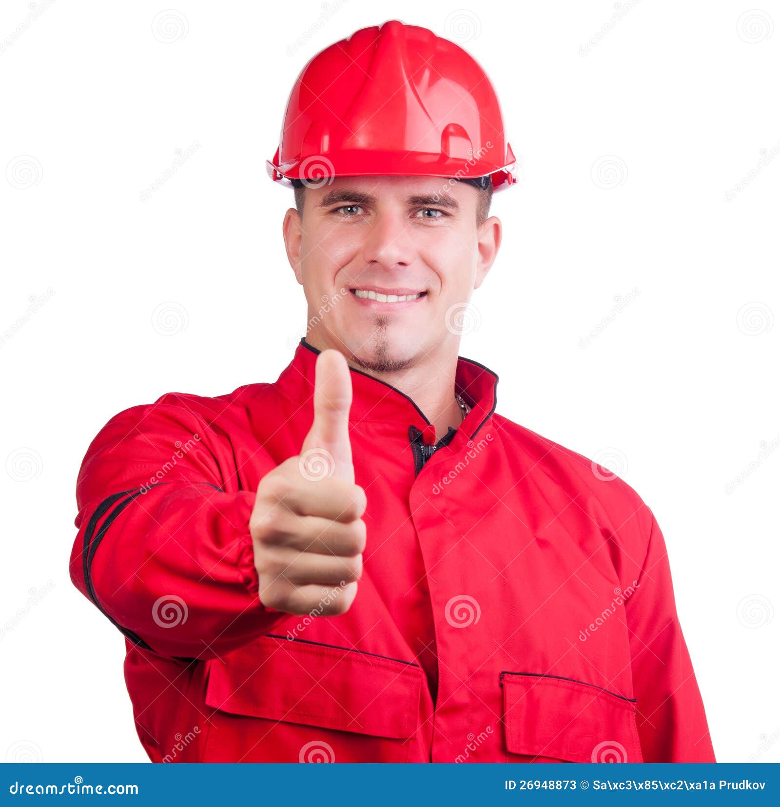 Young Smiling Fireman with Hard Hat and Uniform Stock Image - Image of ...