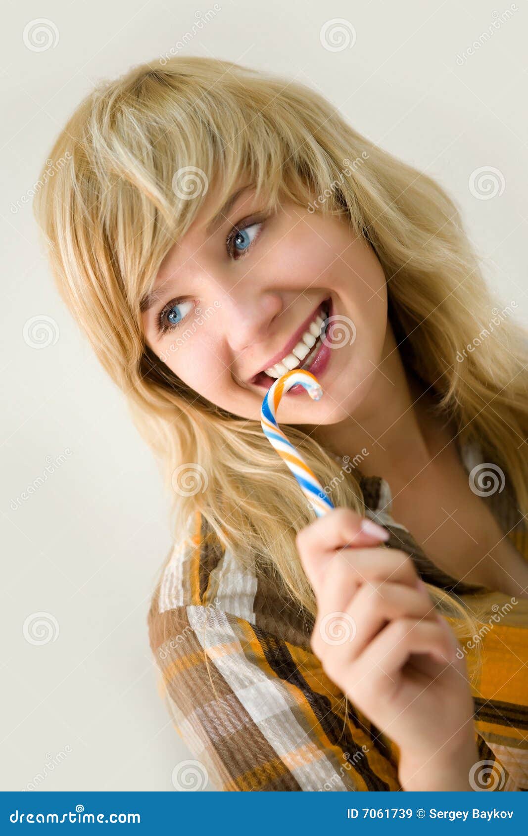 Young Smiling Girl with Sugar Candy Stock Image - Image of beautiful ...