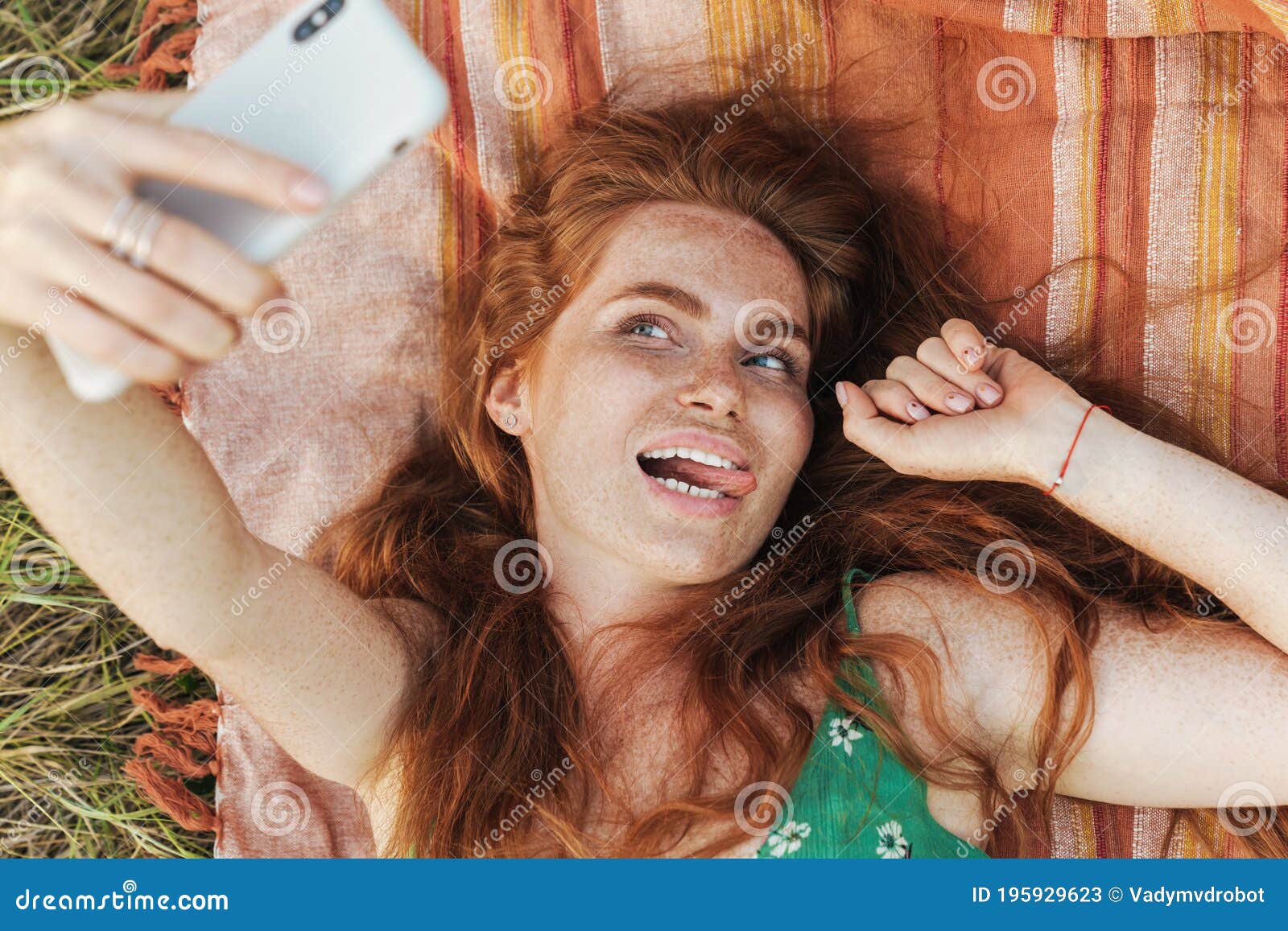 Young Smiling Girl in Summer Dress Sitting on Blanket Stock Image ... Young Smiling Girl in Summer Dress Sitting on Blanket Stock Image ...