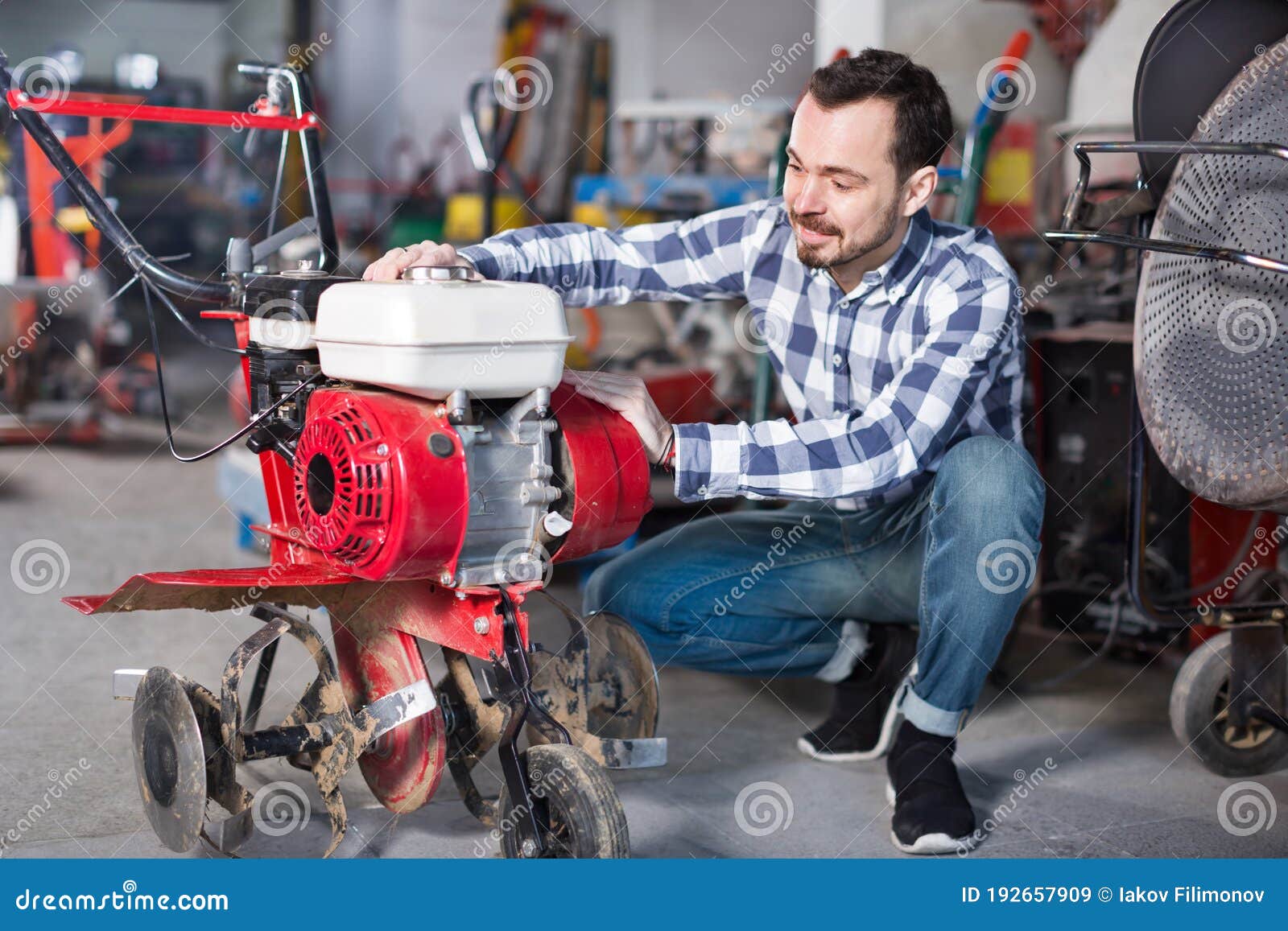 Smiling Guy Gas Plow for Work Stock Image - Image of plow, owner: 192657909
