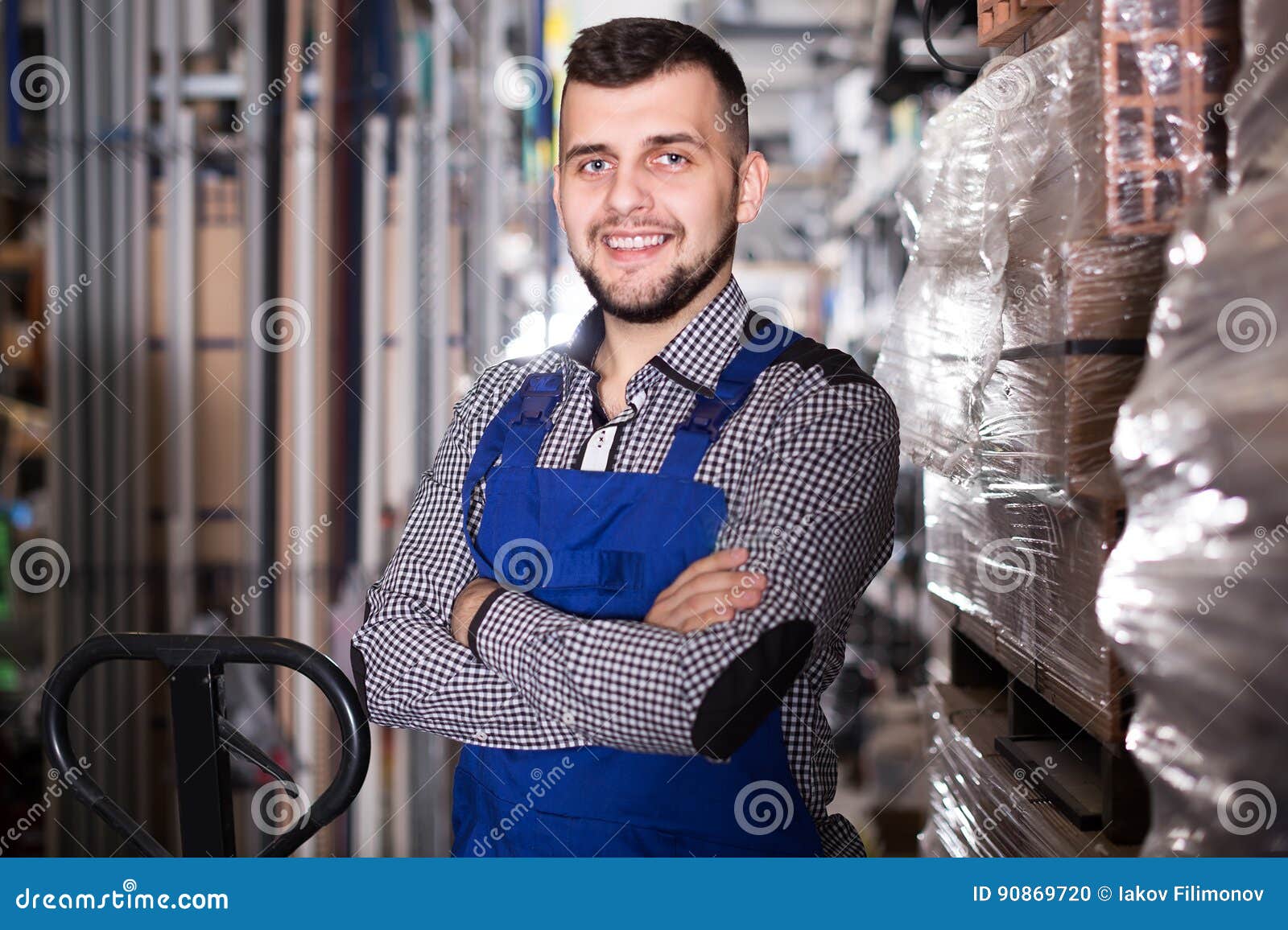 Young Smiling Guy Worker Displaying His Workplace Stock Photo - Image ...