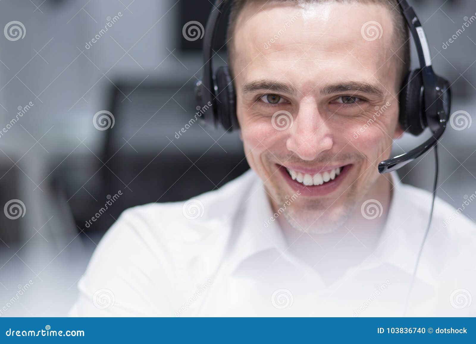 Male Call Centre Operator Doing His Job Stock Photo - Image of ...
