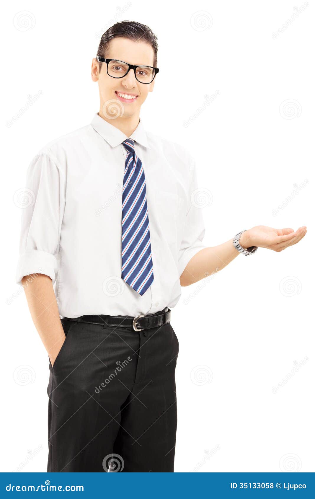 Young Smiling Male Gesturing with His Hand Stock Photo - Image of ...