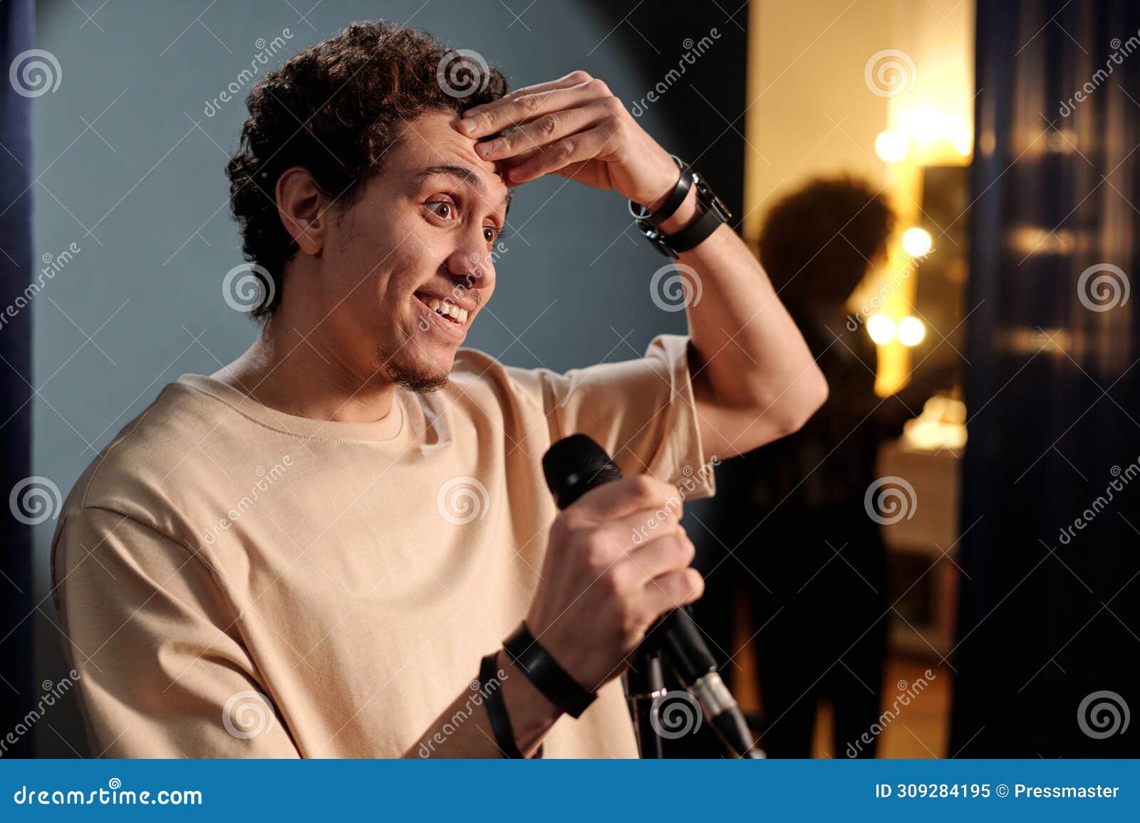 Young Smiling Male Presenter Speaking Stock Image - Image of club ...