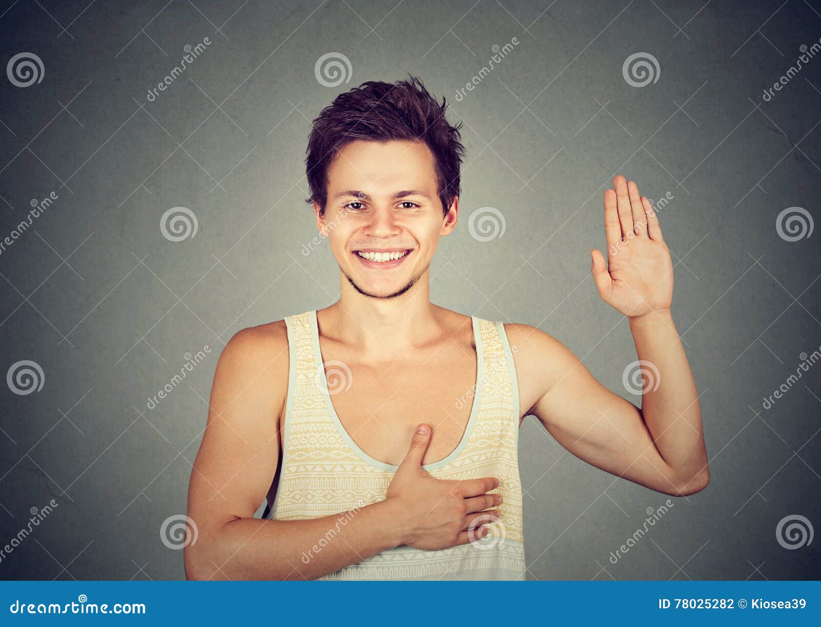 Young Smiling Man Making a Promise Stock Photo - Image of faithfulness ...