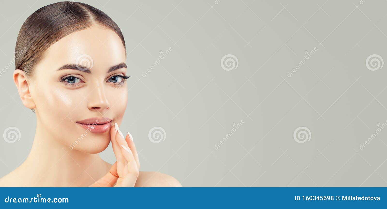 Young Smiling Model Woman with Clear Skin Stock Photo - Image of girl ...