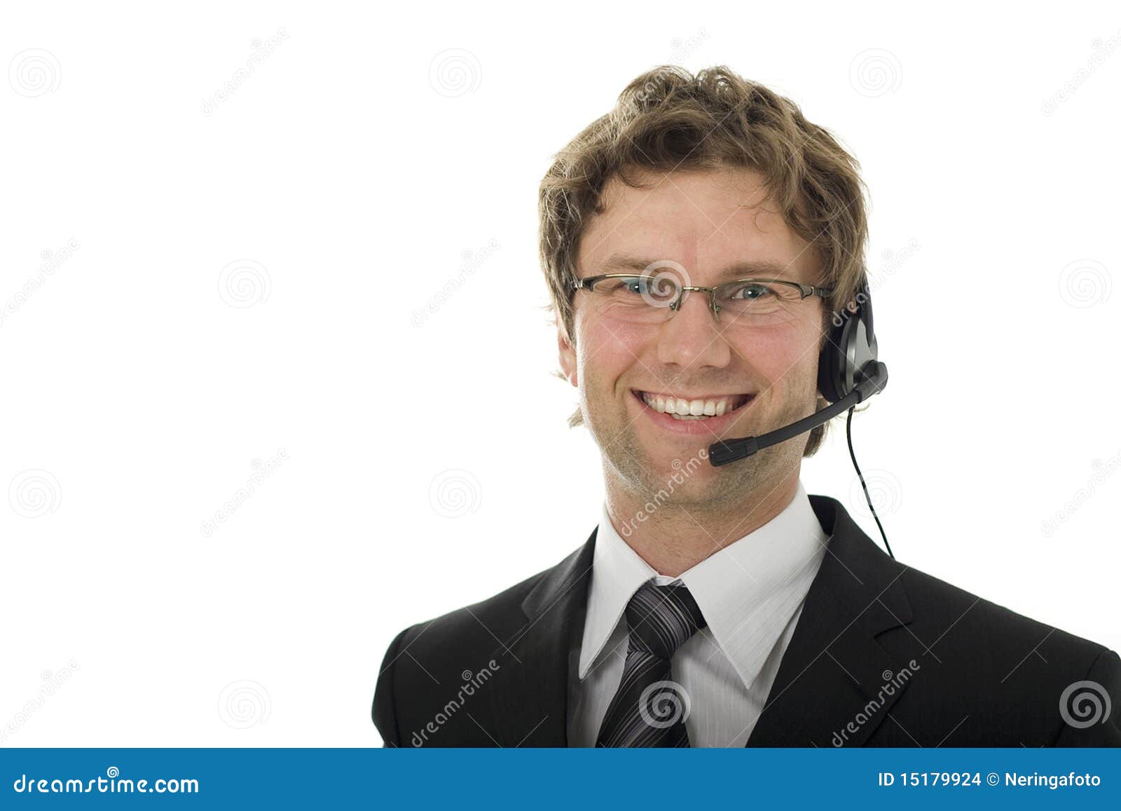 Young Smiling Operator Isolated Over White Stock Photo - Image of male ...