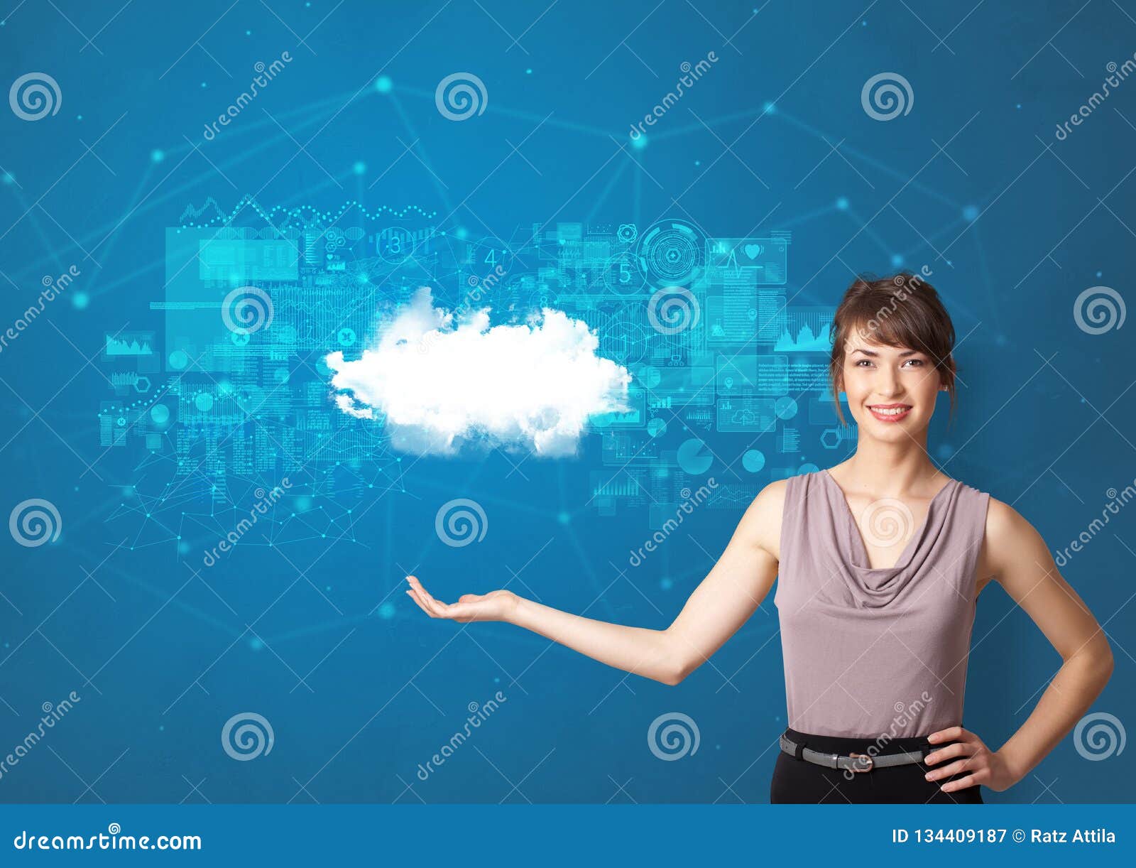 Person Presenting Cloud Technology Concept Stock Image - Image of ...