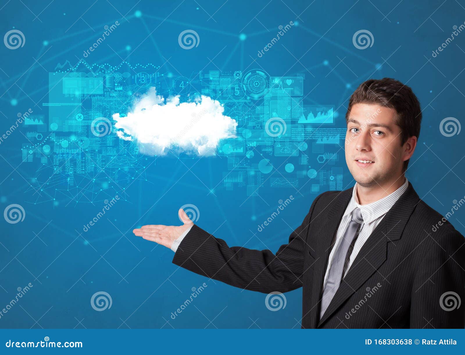 Person Presenting Cloud Technology Concept Stock Photo - Image of ...