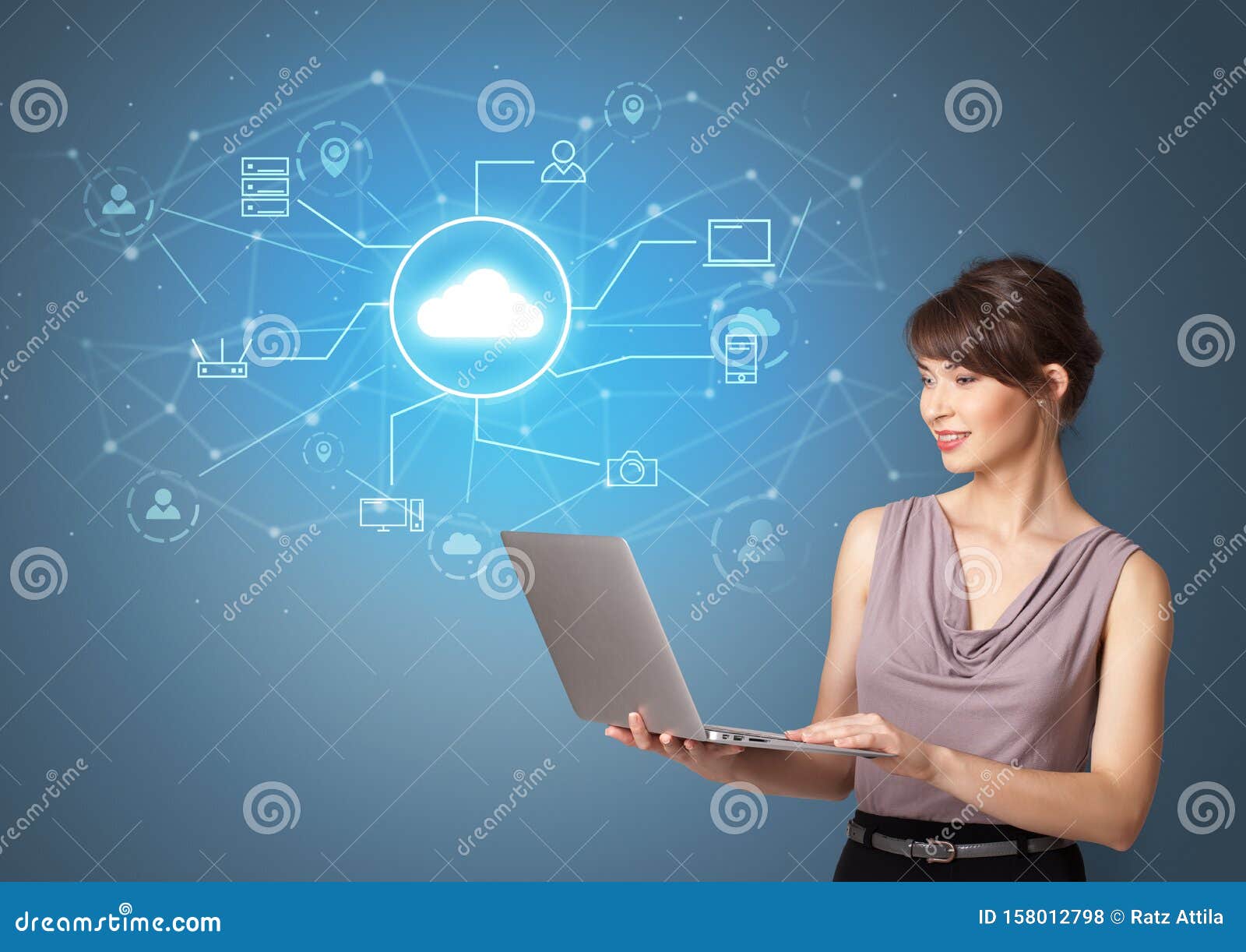 Person Presenting Office Cloud Technology Concept Stock Photo - Image ...