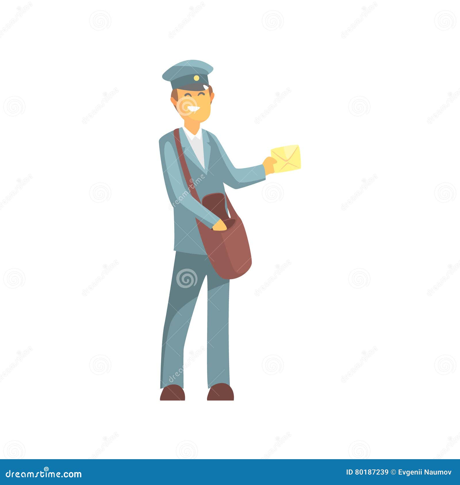 Young Smiling Postman In Uniform Cartoon Vector | CartoonDealer.com ...