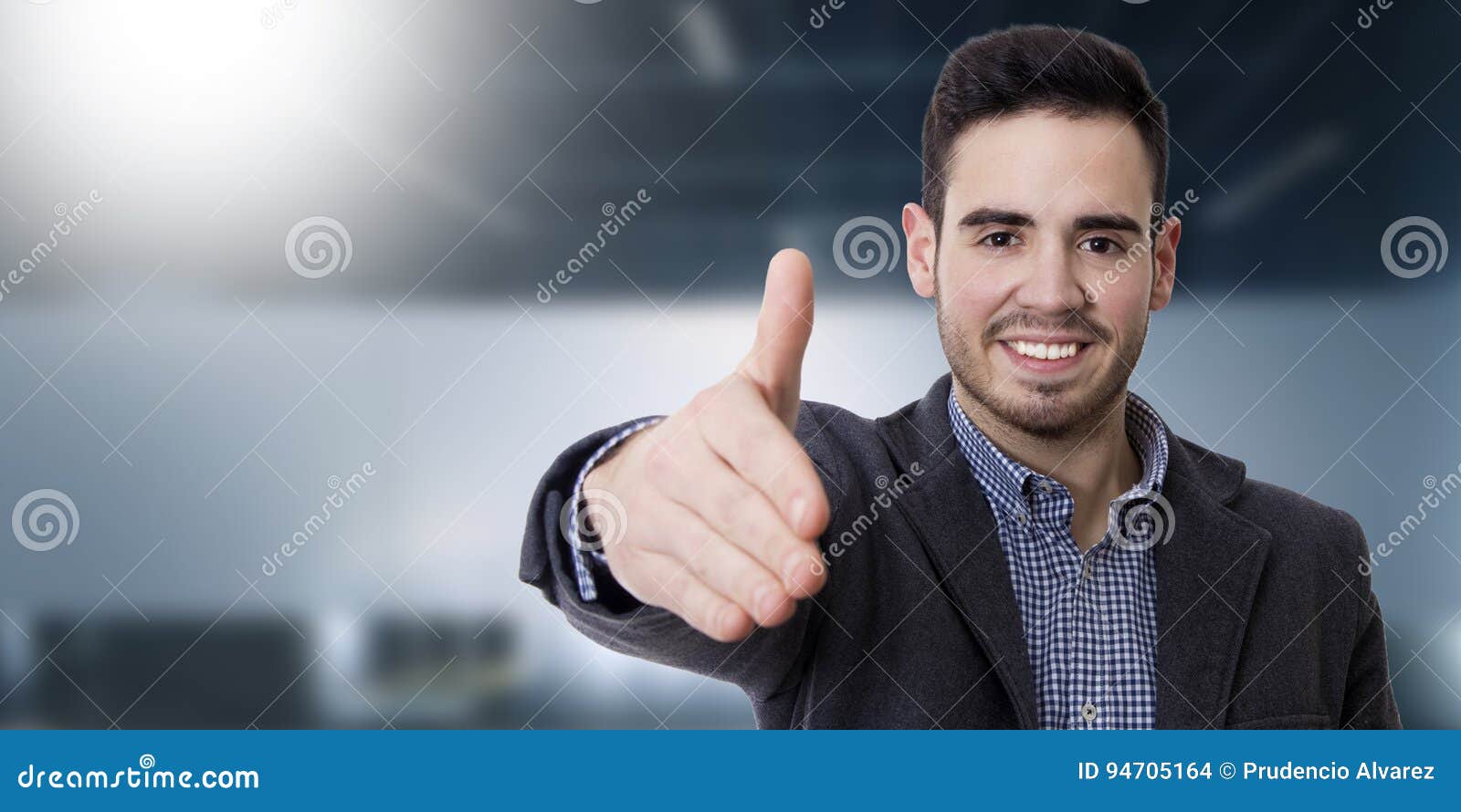 Smiling waving man stock photo. Image of agreement, partnership - 94705164